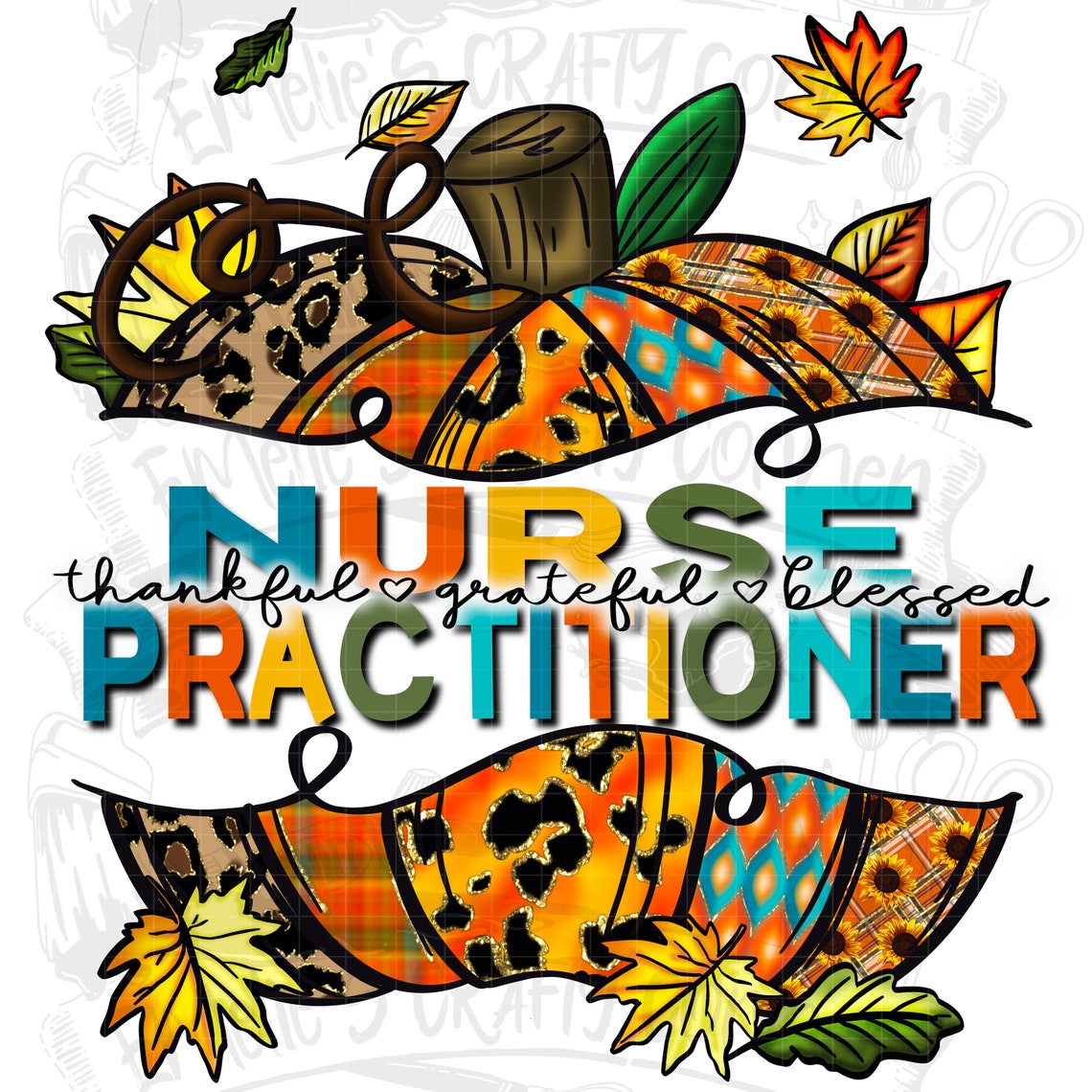 Fall Nurse Practitioner Pumpkin (ORIGINAL ARTWORK), Thankful Grateful ...