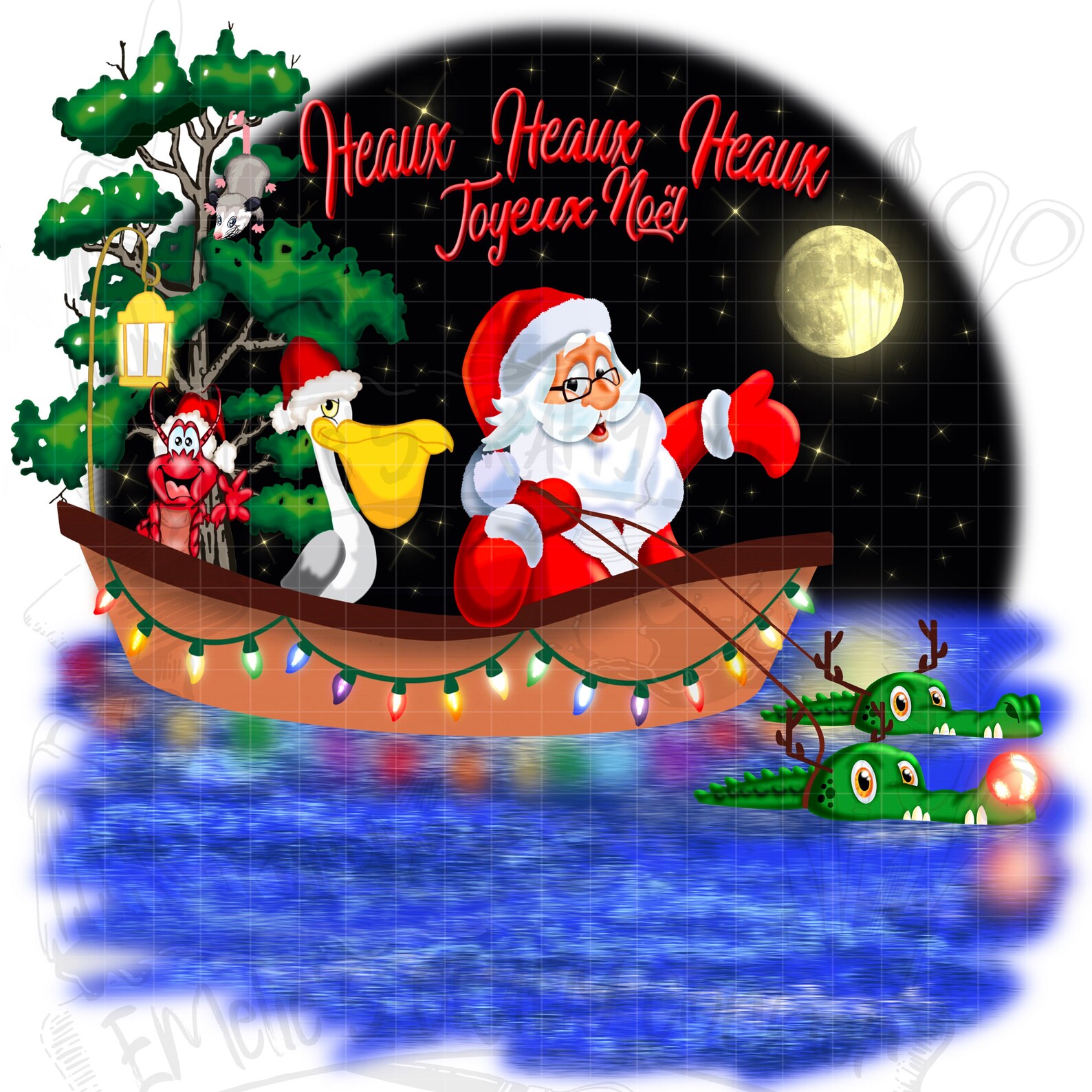 Heaux Heaux Heaux Joyeux Noël, Louisiana Swamp Christmas, Lou Christmas ...