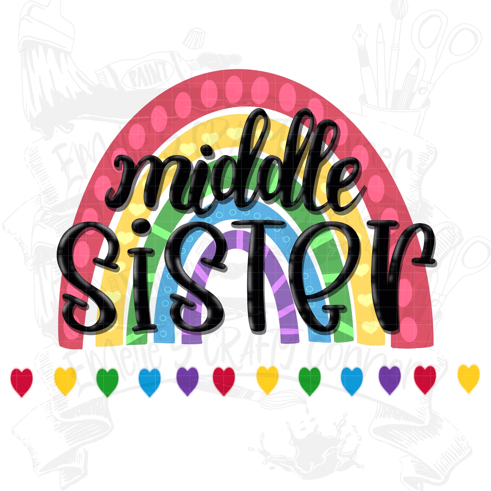 Rainbow Middle Sister middle Sister middle sister png | Etsy