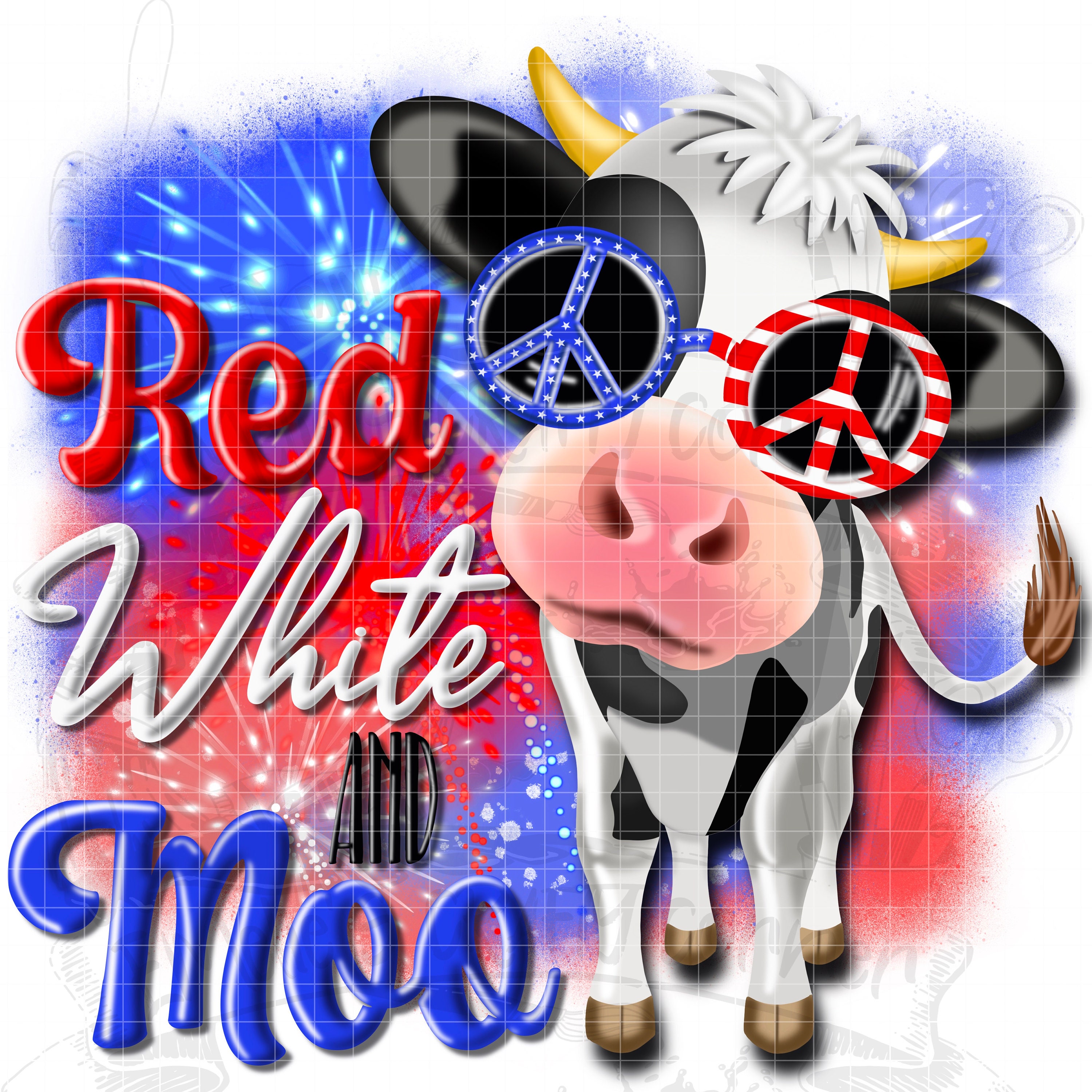 Red White and Moo Red White and Blue Png Cow Png 4th of - Etsy