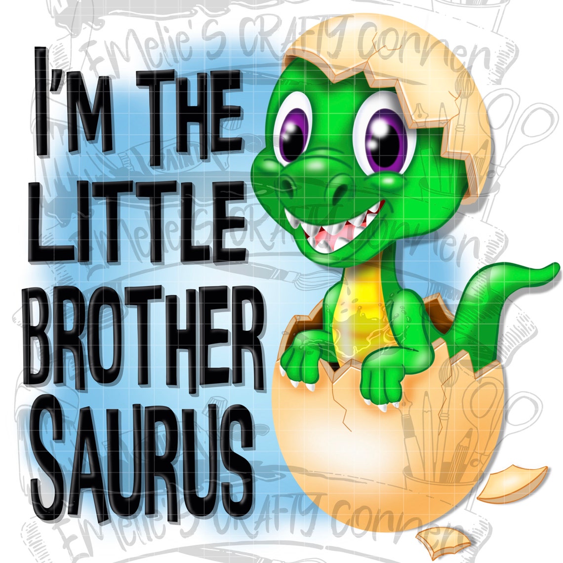Little Brother Saurus (ORIGINAL ARTWORK), Baby Brother Png, Dinosaur ...
