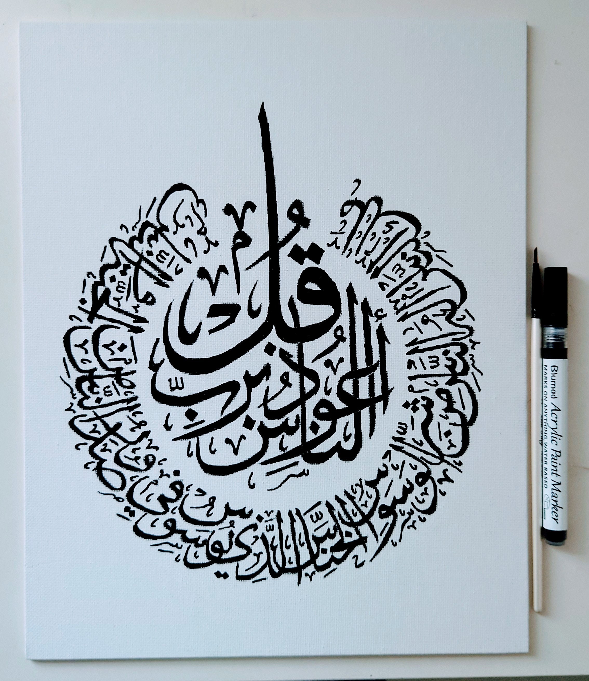 ID#Q114 - [quran Surah Nas] in Arabic Thuluth Calligraphy - Canvas - Etsy