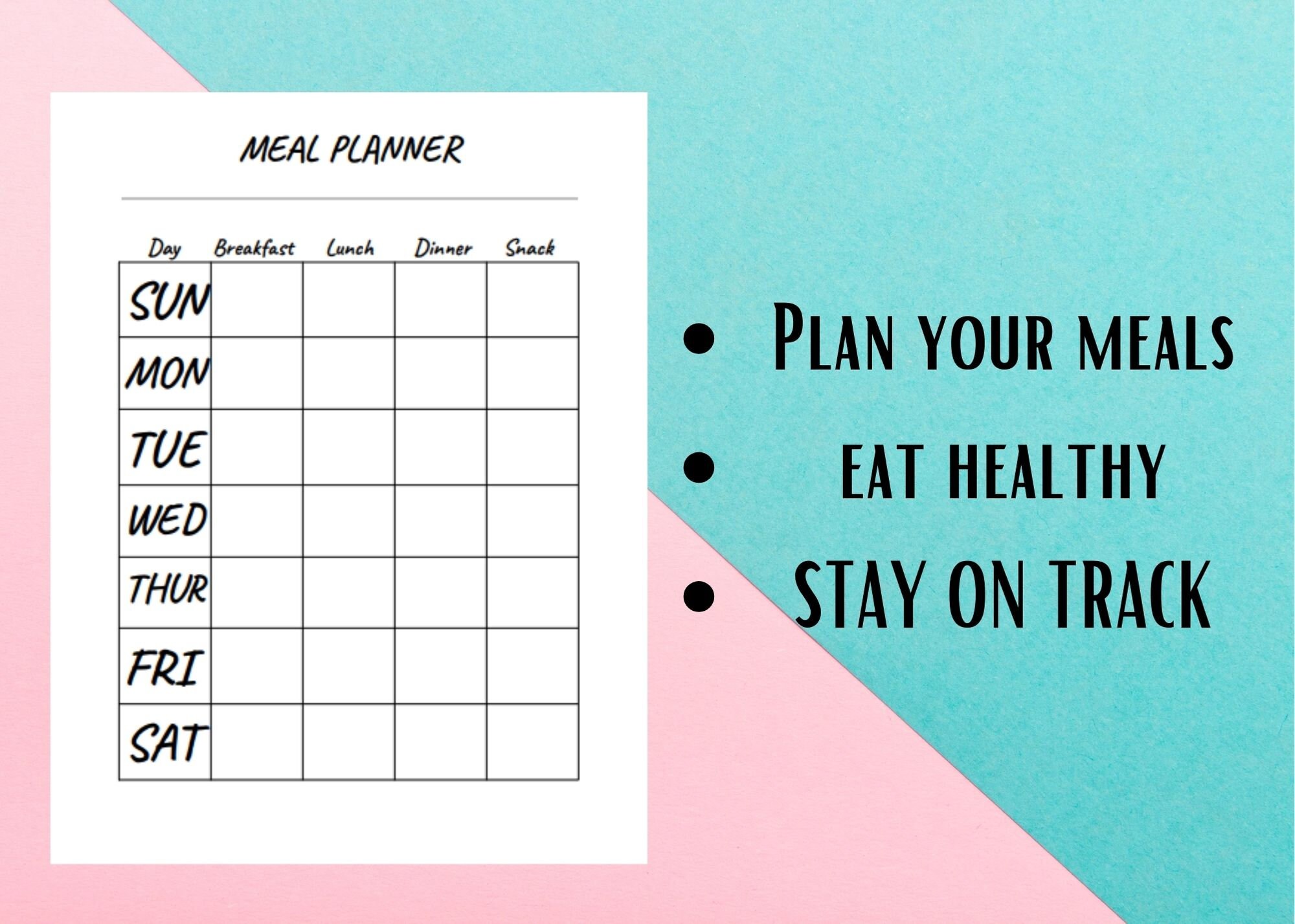 Meal Planner & Grocery List Printable Download, Meal Prep Printable ...