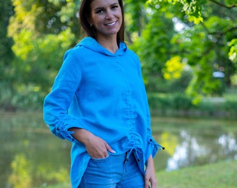 Turquoise Linen Top - Etsy