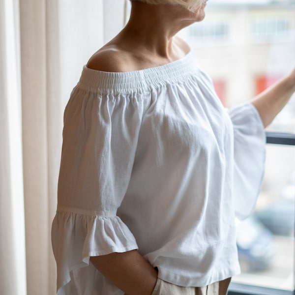 Off Shoulder Ruffle Tops - Etsy