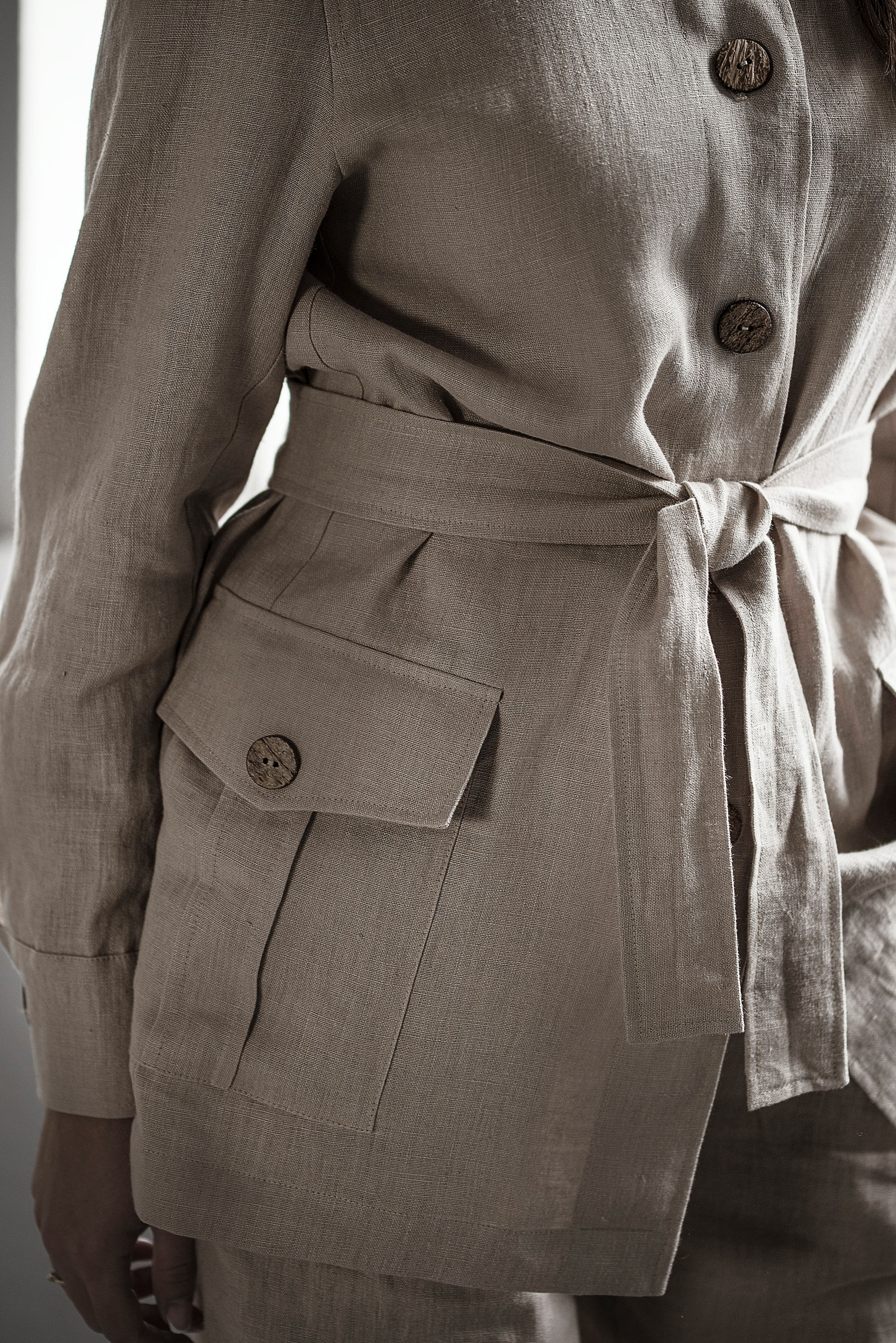 Linen Safari Jacket | Linen Jacket With Pockets | Handmade Clothing for ...