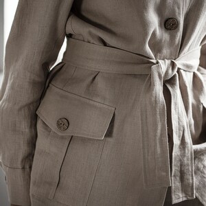 Linen Safari Jacket | Linen Jacket With Pockets | Handmade Clothing for ...