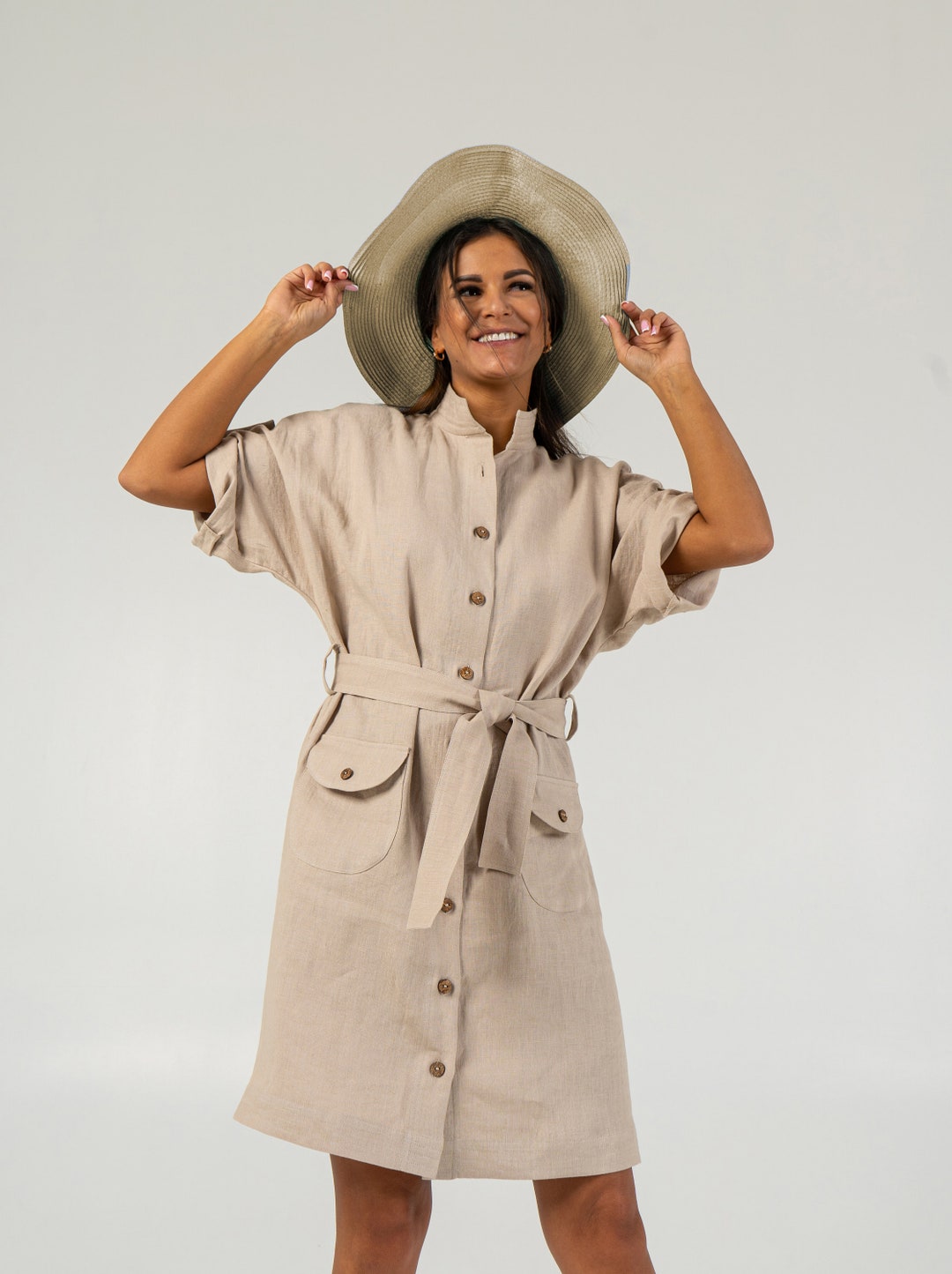 Linen Safari Dress Linen Dresses for Woman Summer Dress Handmade ...