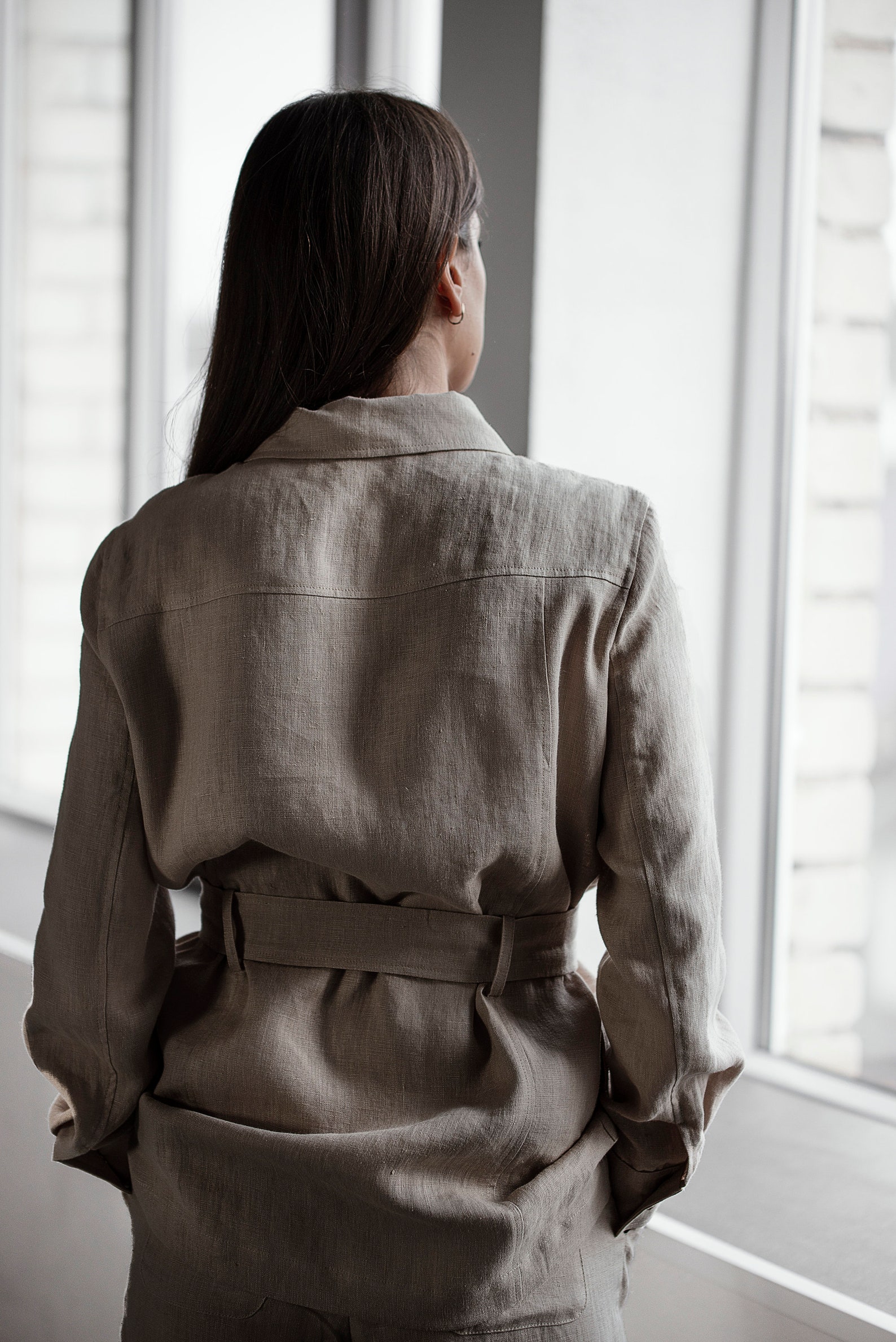 Linen Safari Jacket | Linen Jacket With Pockets | Handmade Clothing for ...