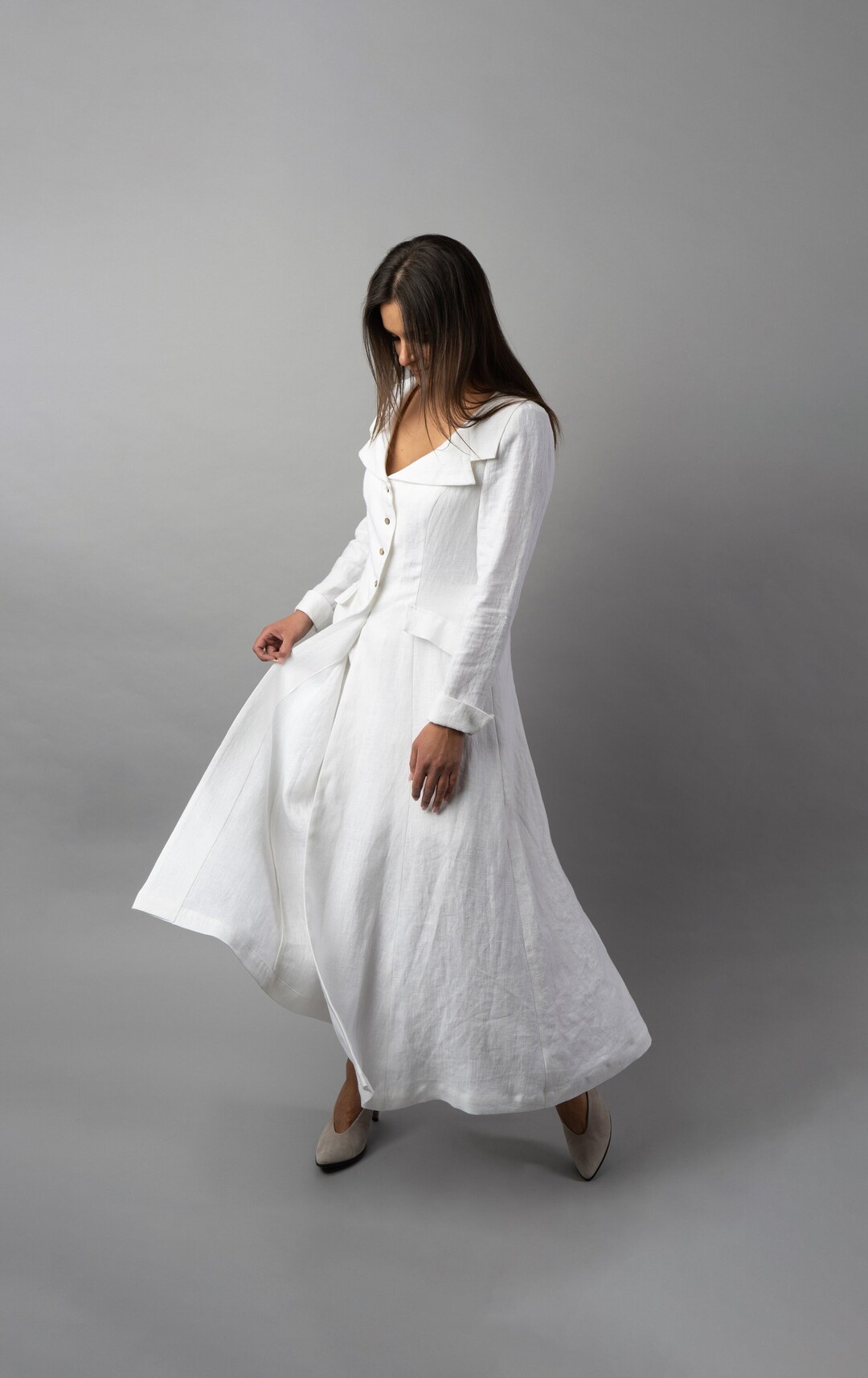 Maxi Linen Dress | Elegant Wedding Dress for Women | White Linen Dress ...