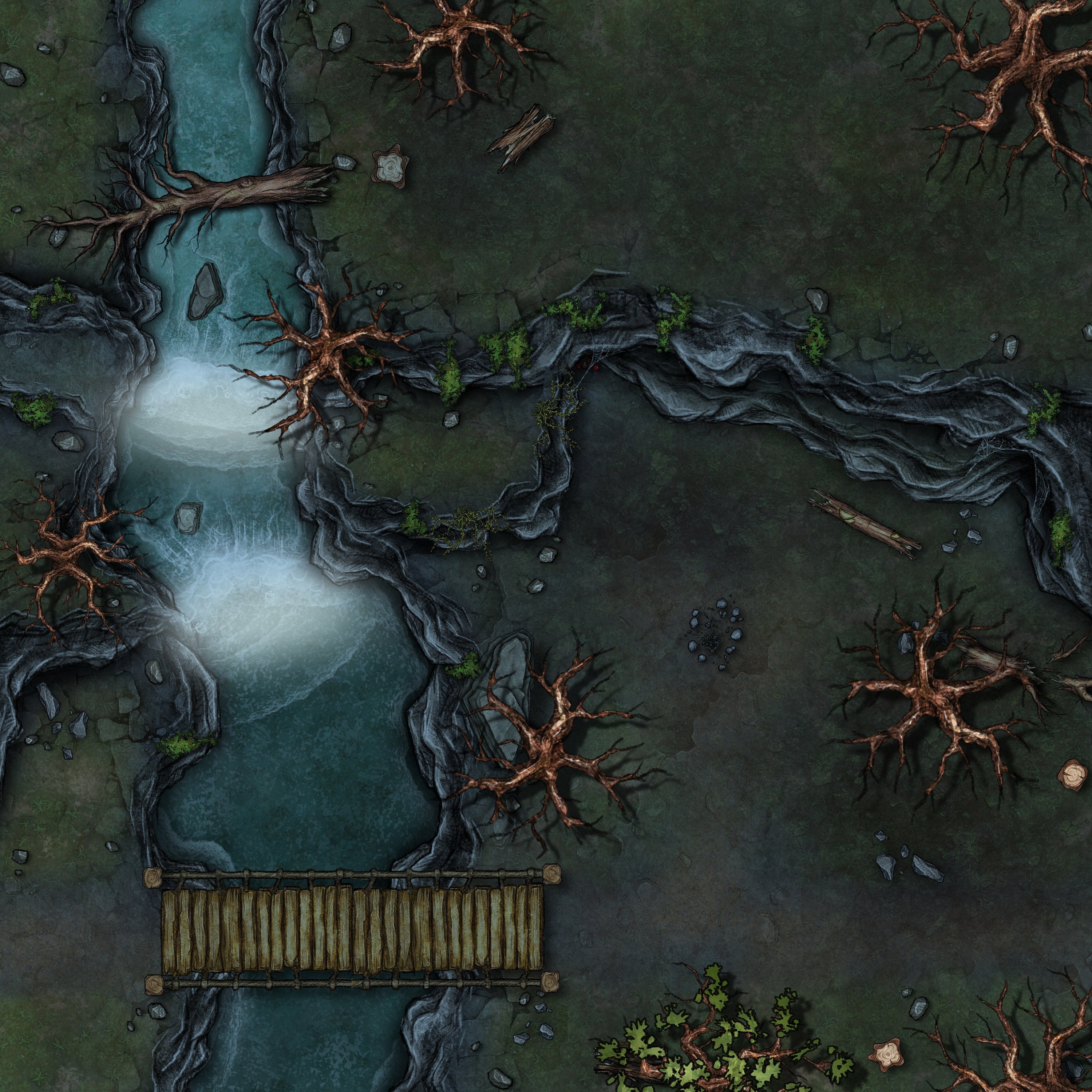 Digital Battlemaps - Dead Falls Campsite - 4 Maps! 3K Resolution, 20x20 ...