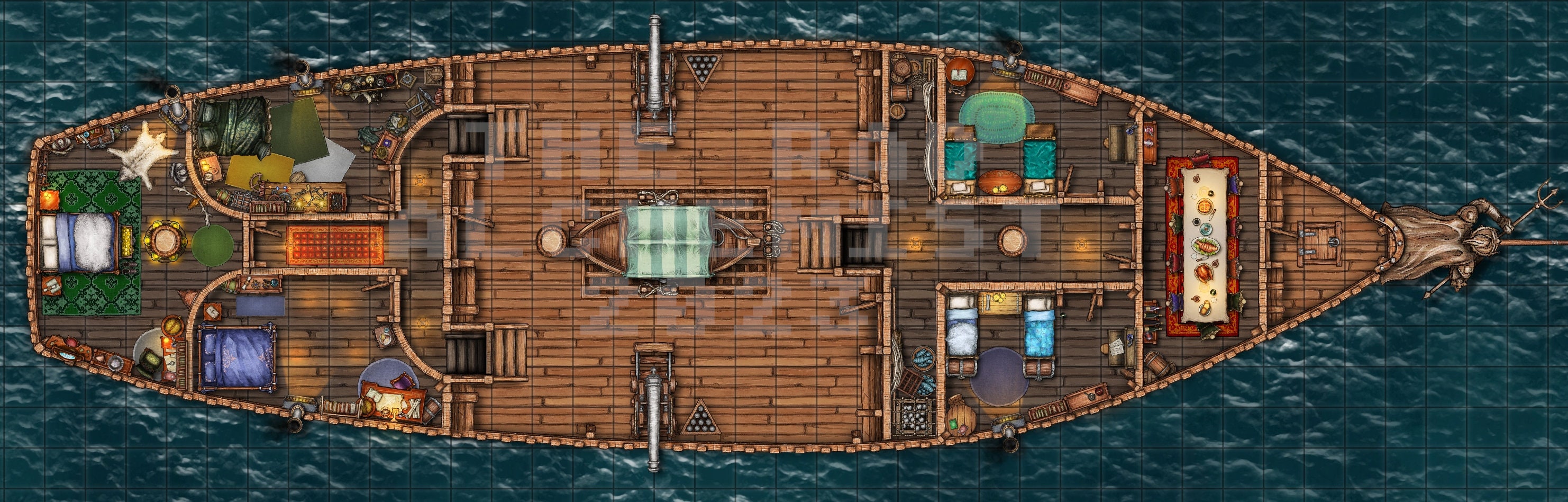 Digital Battlemaps - the Neverender Battle Ship - GRID Version - Etsy