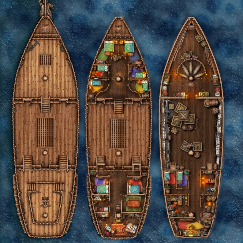 Digital Battlemaps - Dawn's Hammer Pirate Ship Map Pack! 4 Maps! - Etsy
