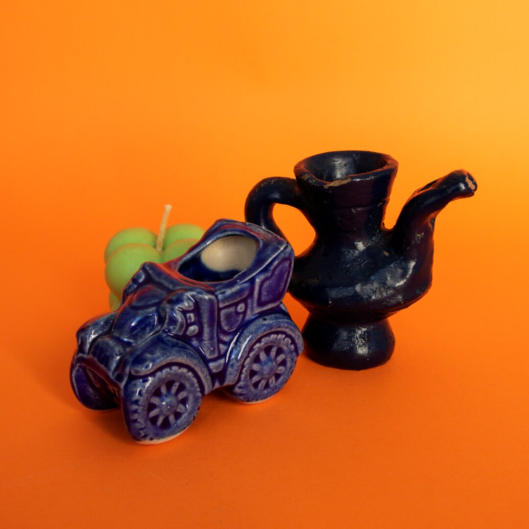 Set of Ceramic Pitcher and Car Figure Vintage Ceramics Handmade ...