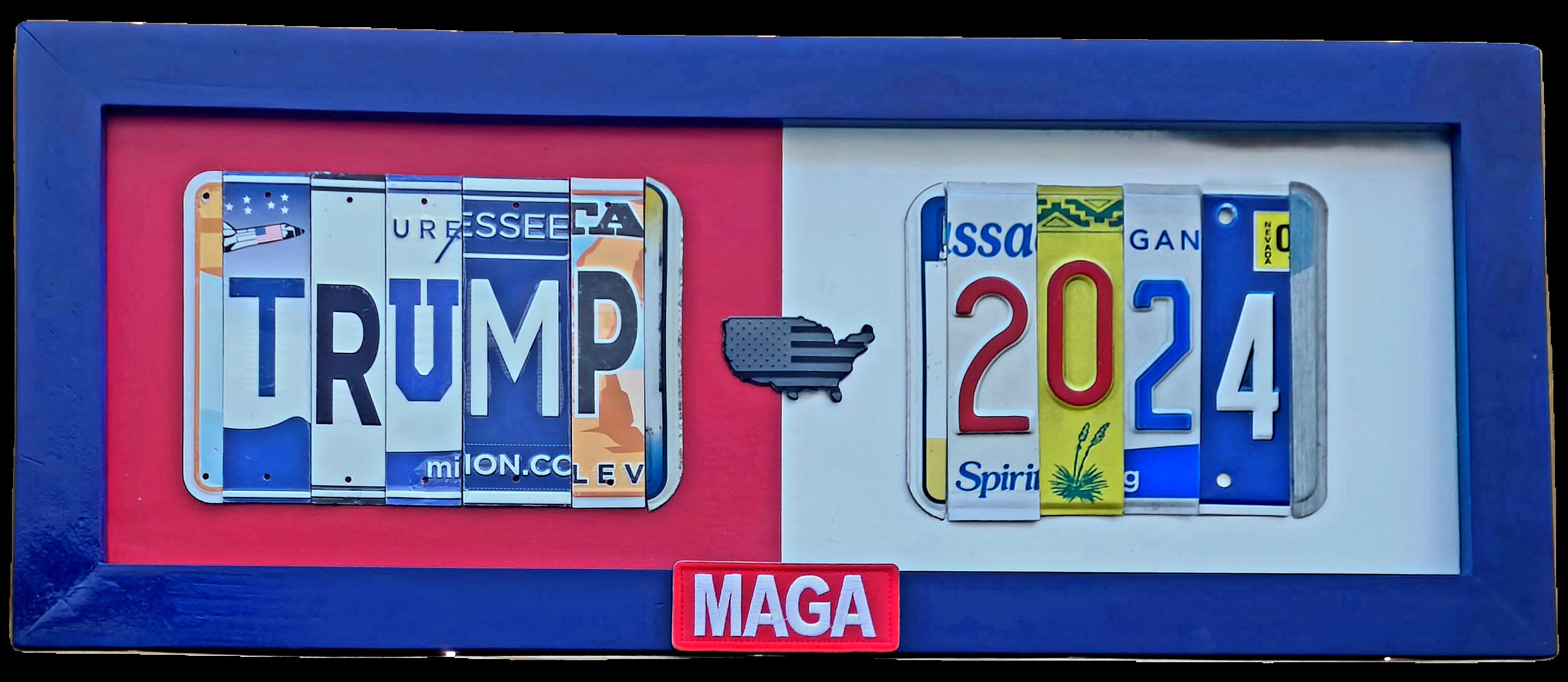 Trump 2024 Red, White & Blue Wall Art Sign Handmade Wooden Frame With ...