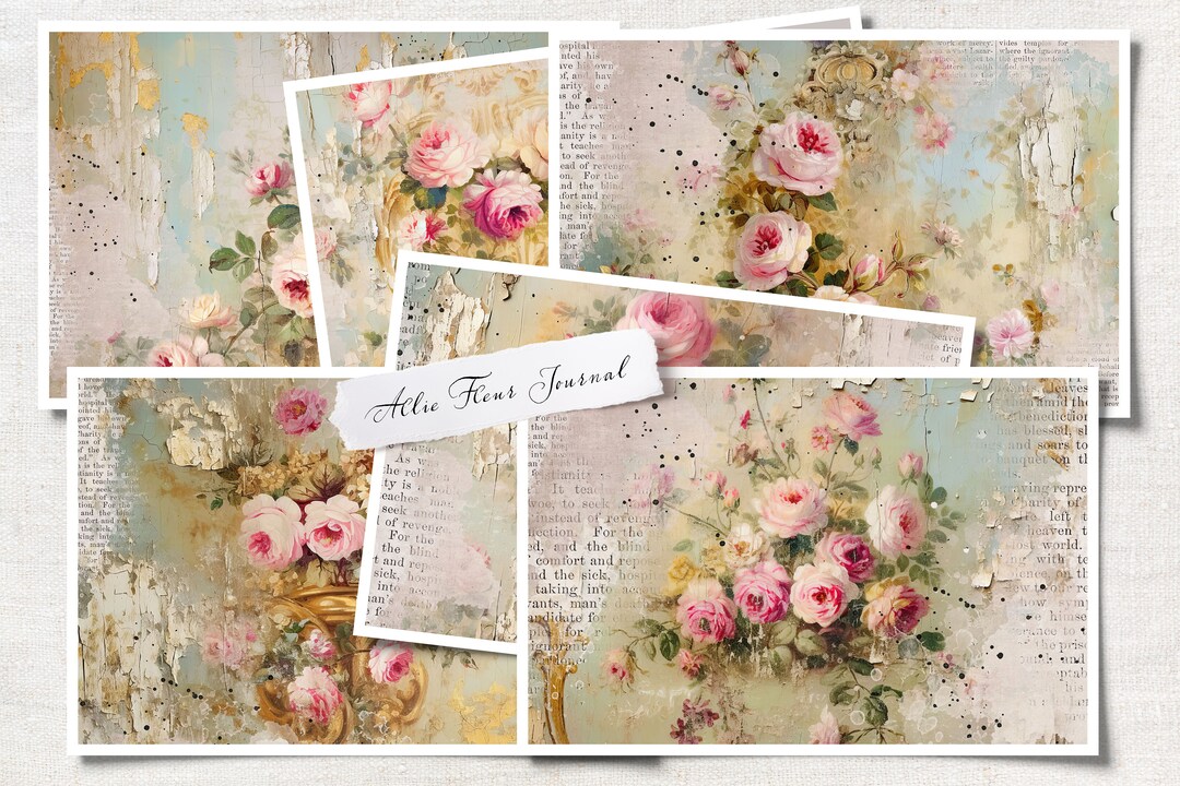 ALLIE FLEUR JOURNAL Printable Digital Collage Papers, Print at Home ...