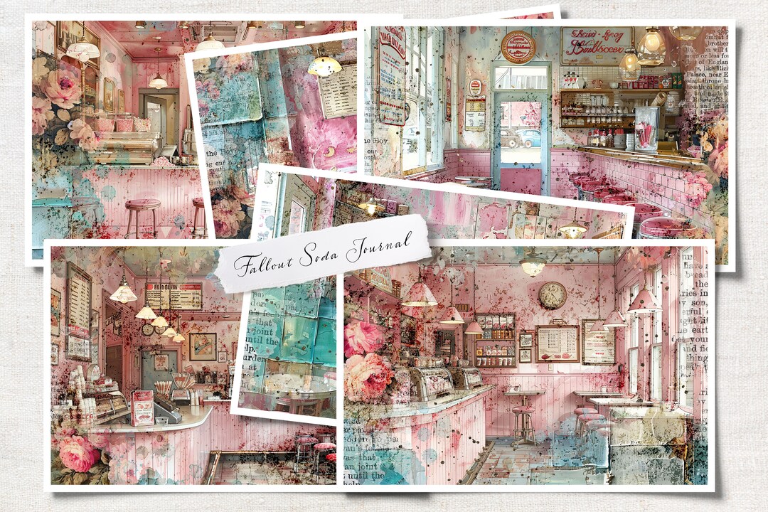 FALLOUT SODA Shop JOURNAL Printable Digital Collage Papers, Print at ...