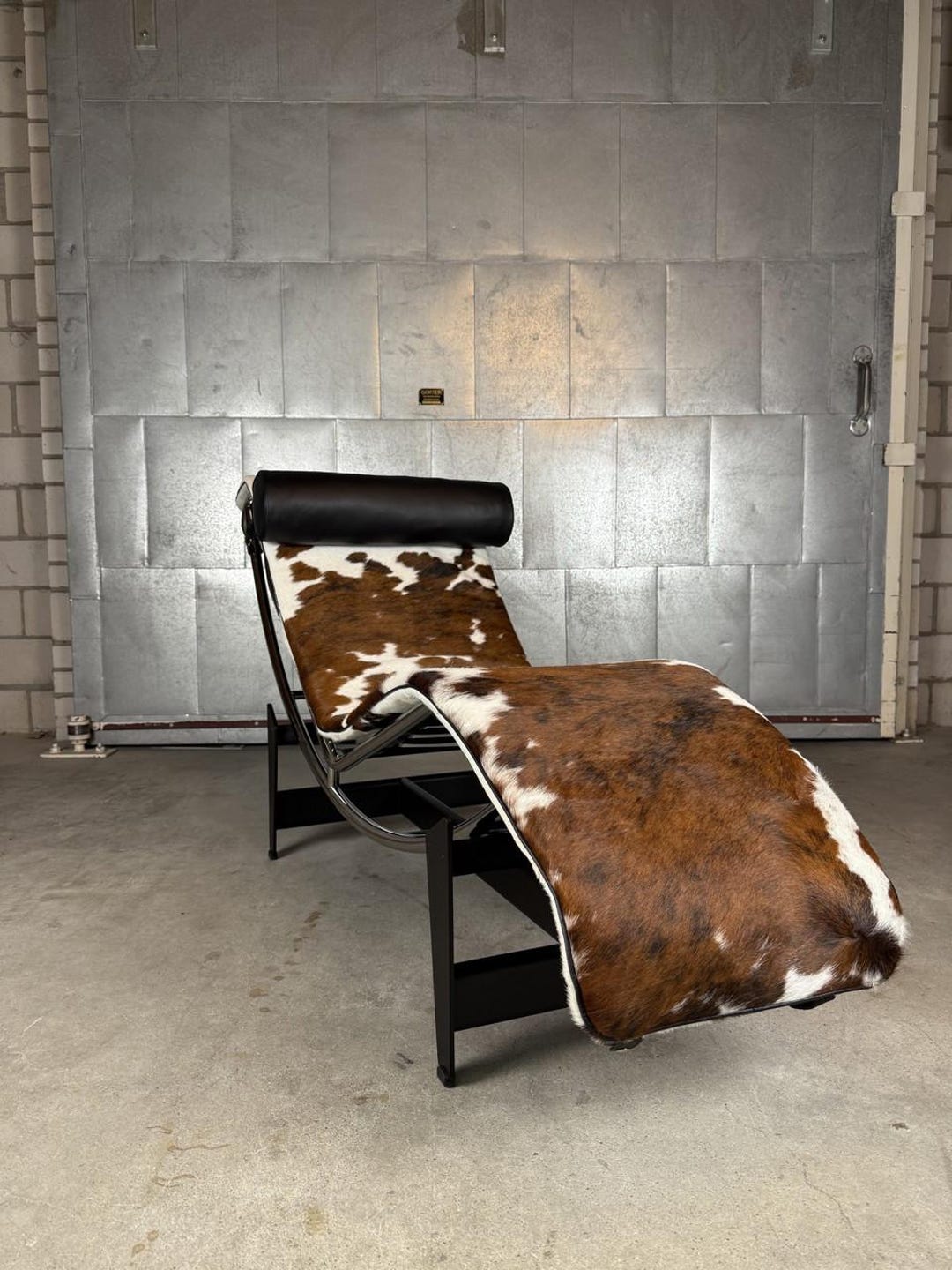 Mid-century Modern Adjustable Chaise Lounge, Pony Hide Seat, Ergonomic ...