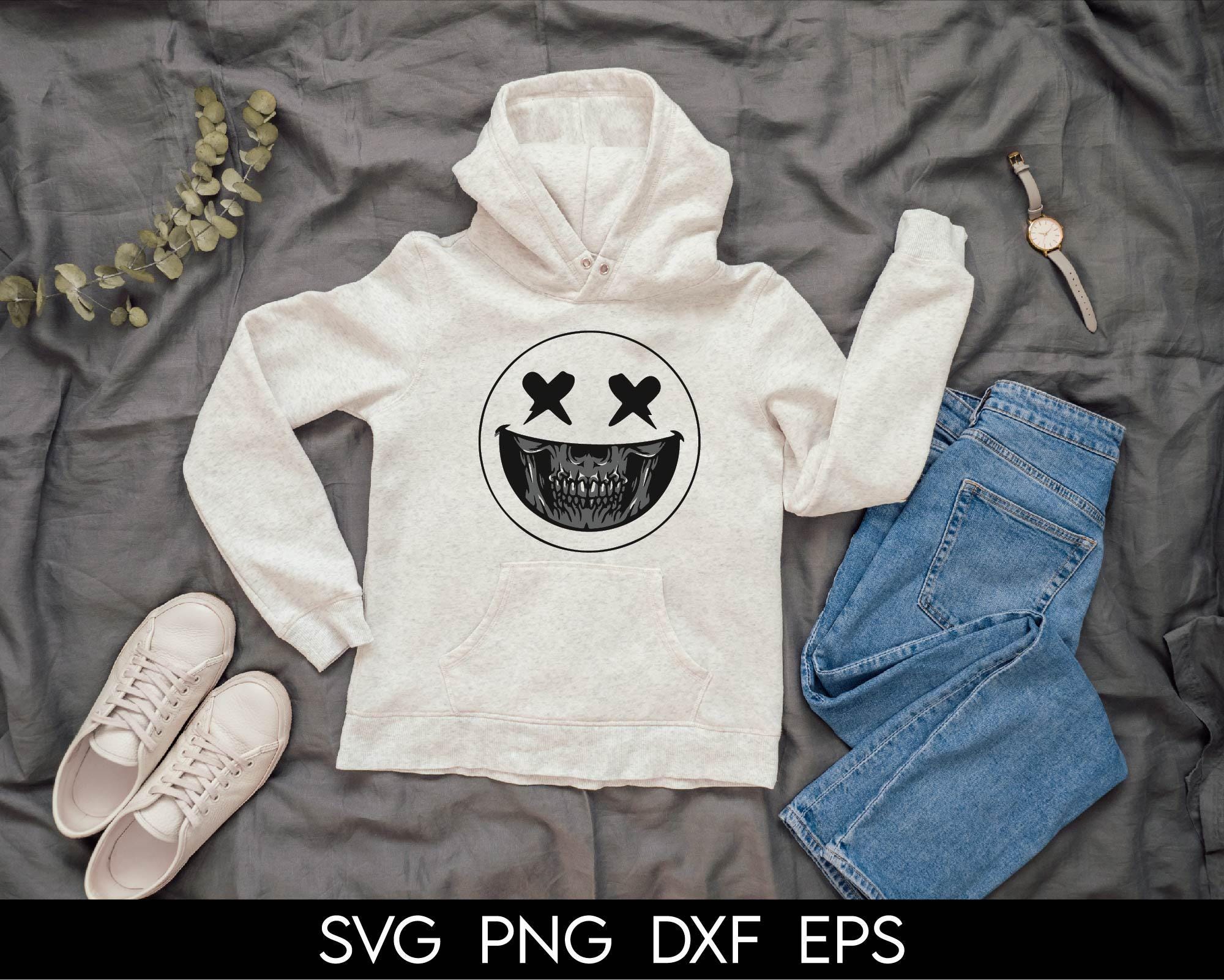 Smiley Skull SVG, Smiley Face Skull Svg, Skeleton T-shirt Svg, Half ...