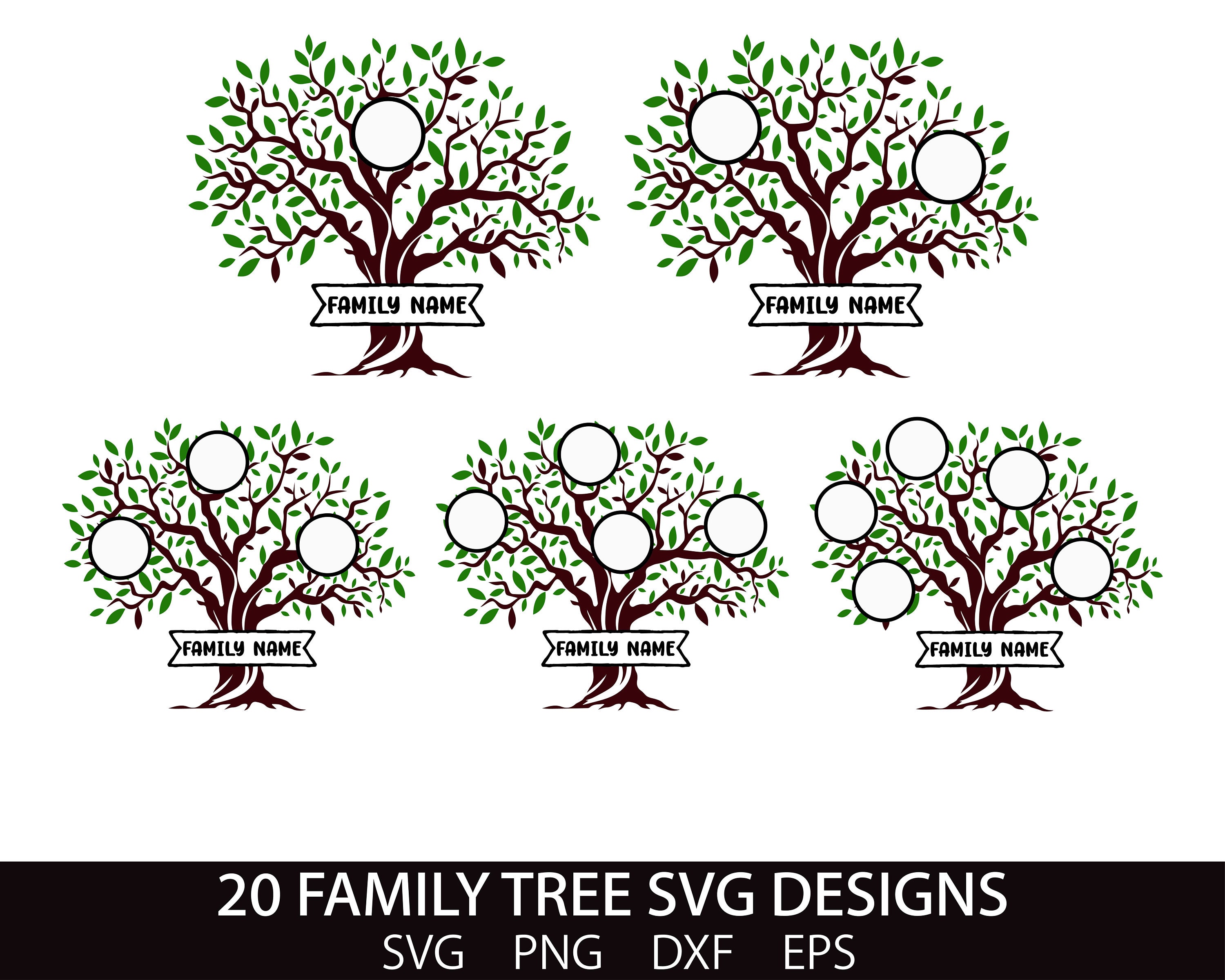Tree Monogram Svg, Family Tree Svg Bundle, Family Reunion Svg, Tree of ...