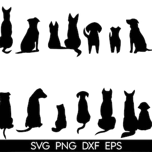 Back Sitting Dogs Svg, Digital Dog, Dog Silhouette, Dog Clip Art, Dog ...