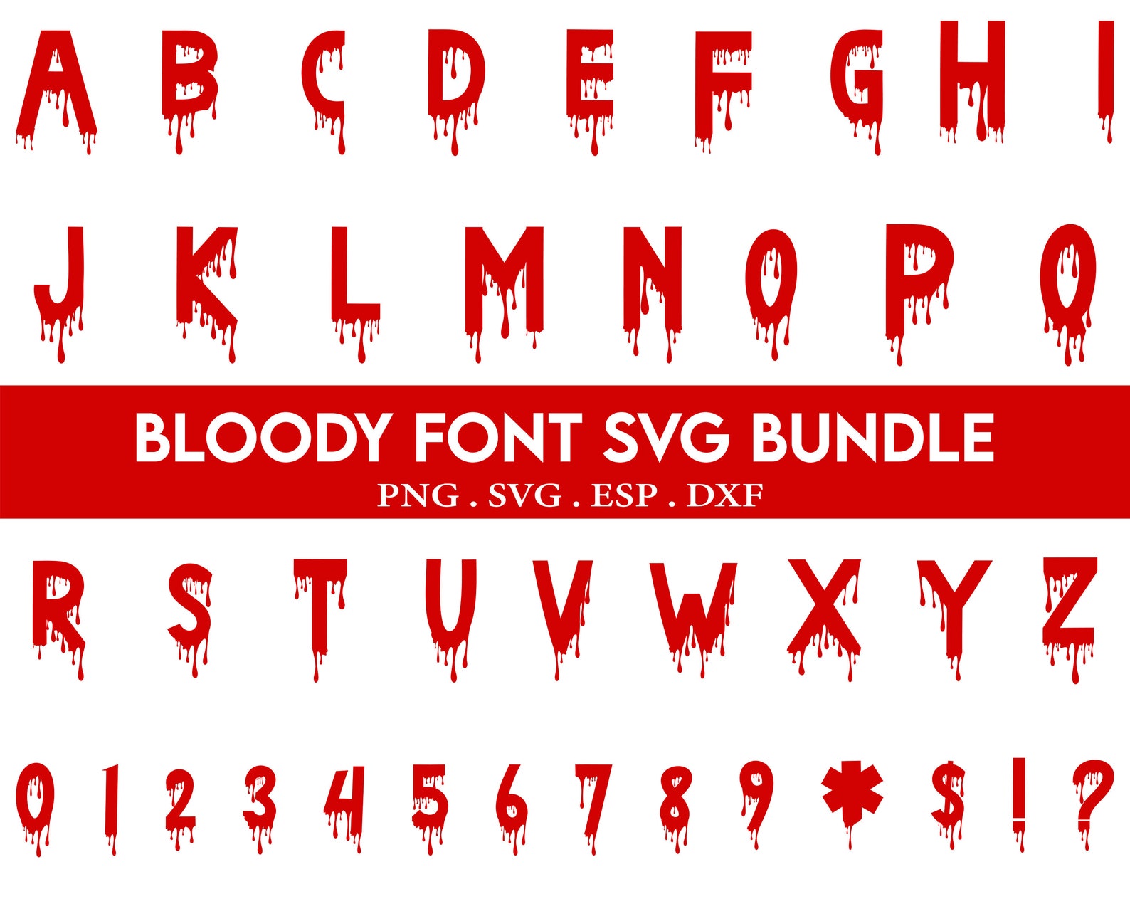 Bloody Alphabet Svg Bundle, Bloody Font Svg, Horror Font Svg, Blood ...