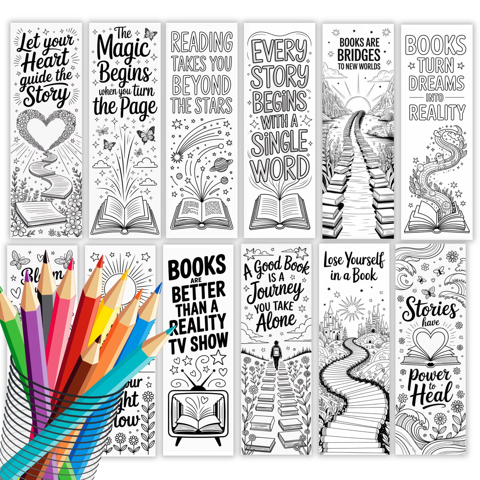 Coloring Bookmarks With Inspirational Quotes – 35 Printable DIY Gift ...