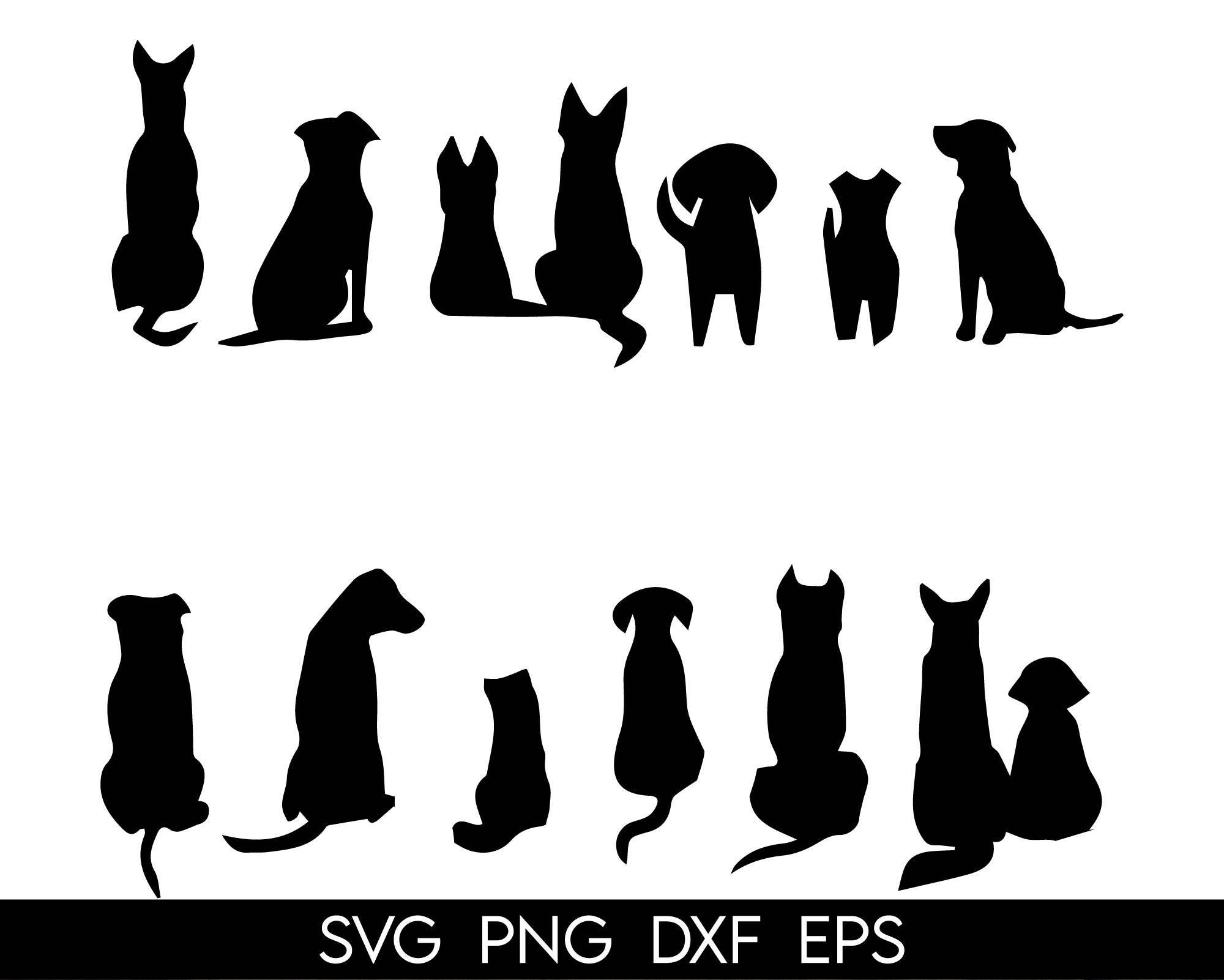 Back Sitting Dogs Svg, Digital Dog, Dog Silhouette, Dog Clip Art, Dog ...