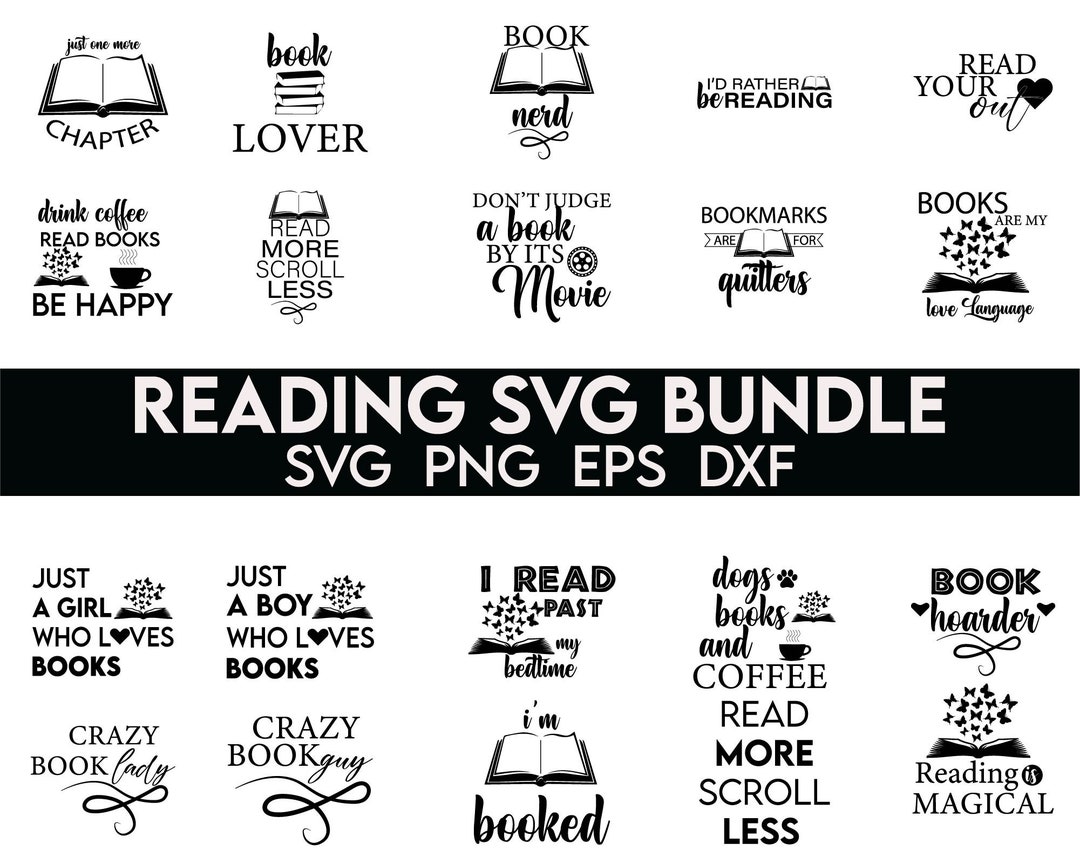 Book Lover SVG Bundle, Book SVG, Reading SVG Bundle, Book Quotes Svg ...