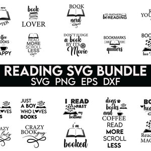 Book Lover SVG Bundle, Book SVG, Reading SVG Bundle, Book Quotes Svg ...