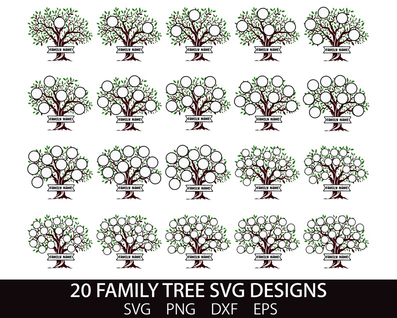 Tree Monogram Svg, Family Tree Svg Bundle, Family Reunion Svg, Tree of ...