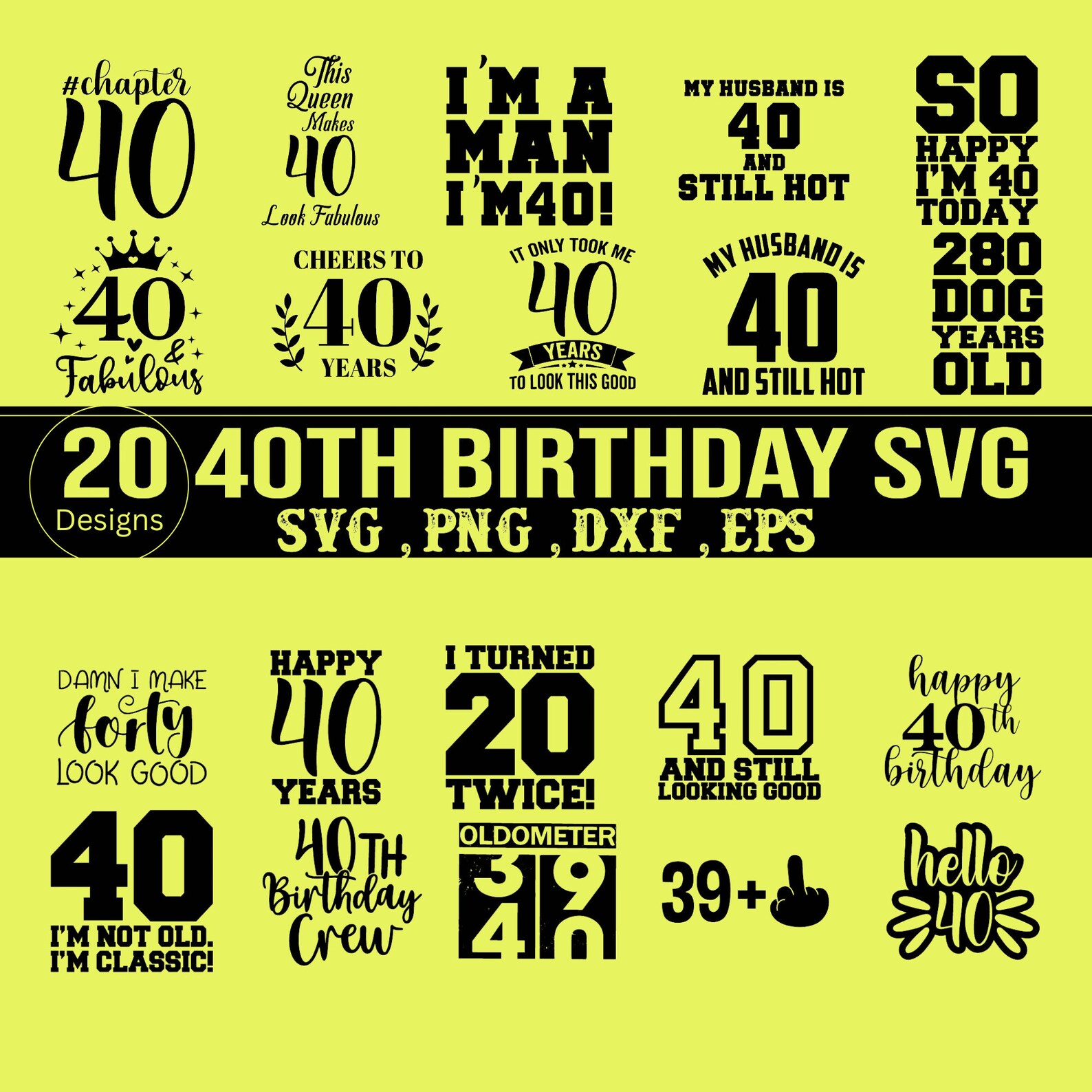 40th Birthday Svg Bundle, 40 Years Old Svg, 40th Birthday Png, 40th ...