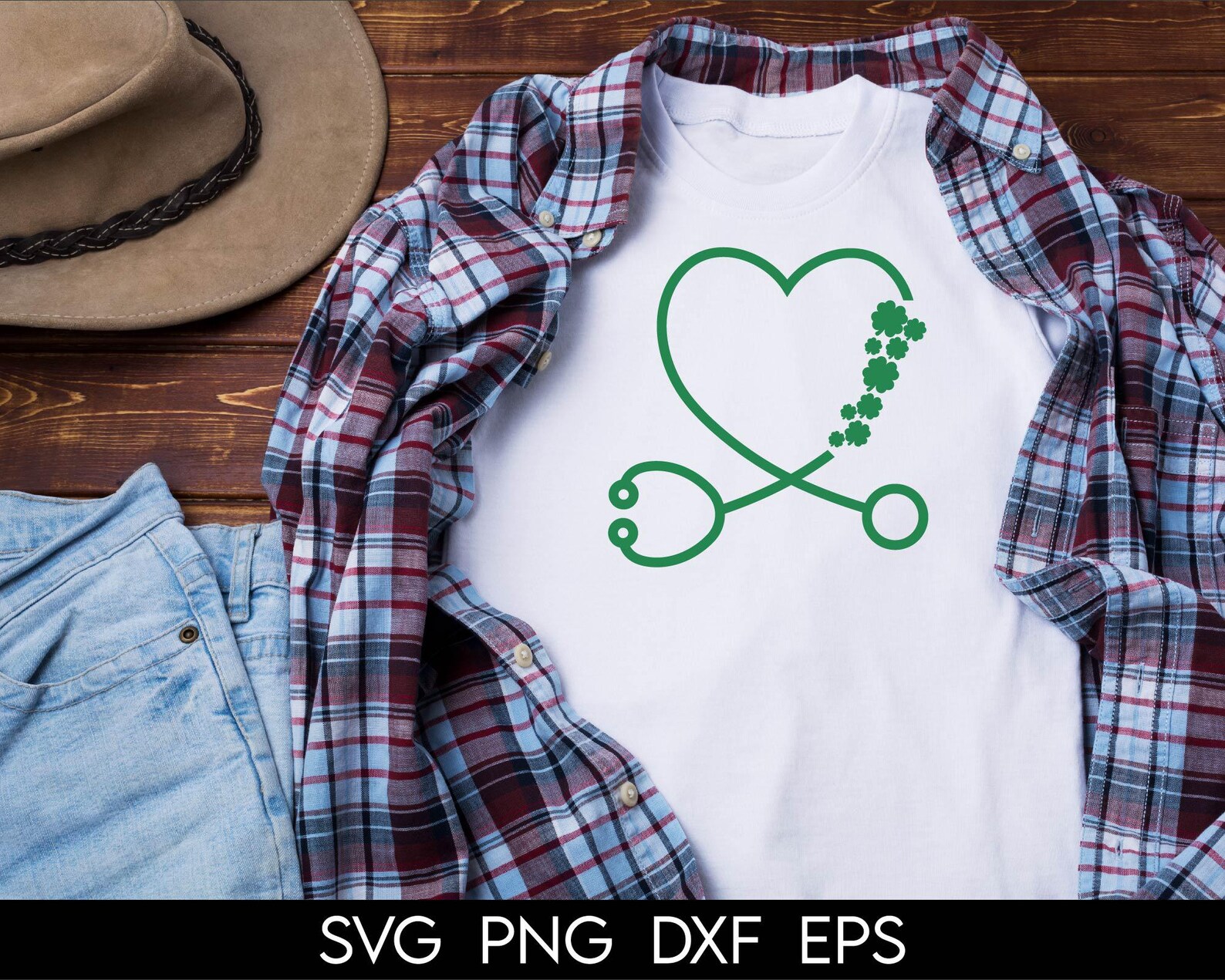 Shamrock Stethoscope Svg, Heart Stethoscope Svg, Lucky Nurse Svg ...