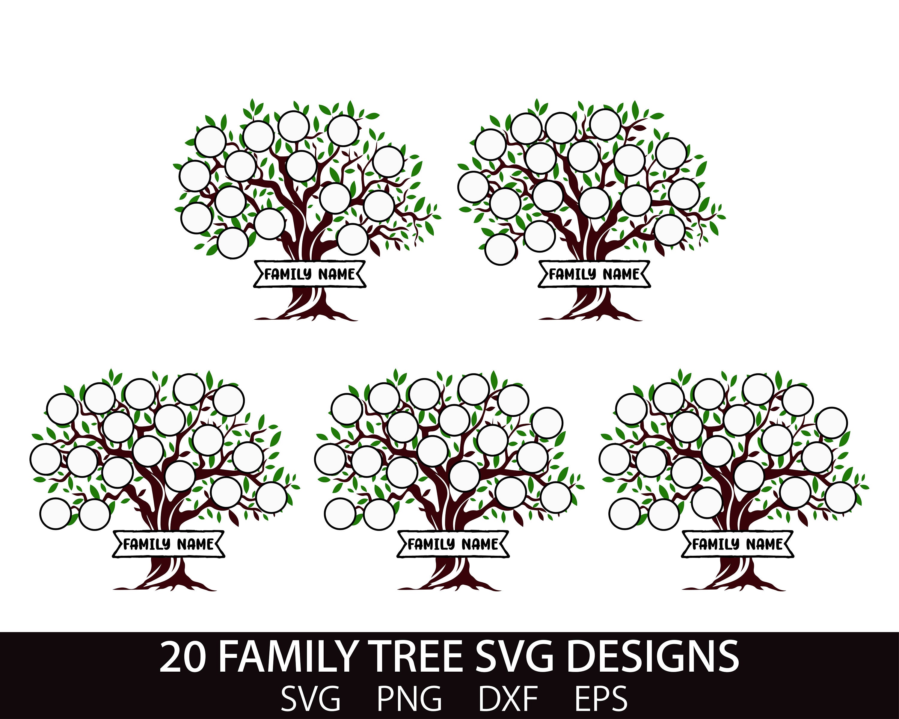 Tree Monogram Svg, Family Tree Svg Bundle, Family Reunion Svg, Tree of ...