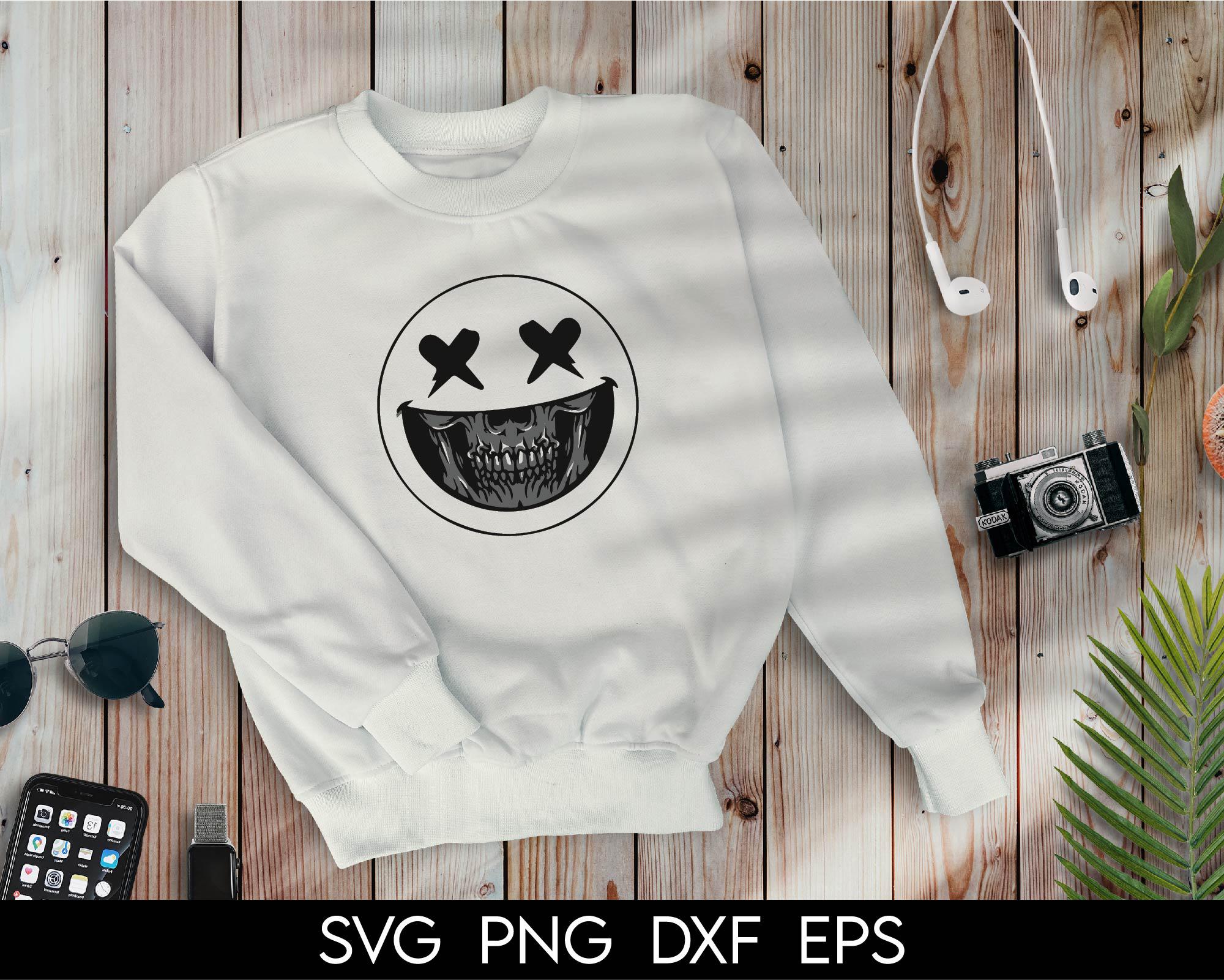 Smiley Skull SVG, Smiley Face Skull Svg, Skeleton T-shirt Svg, Half ...
