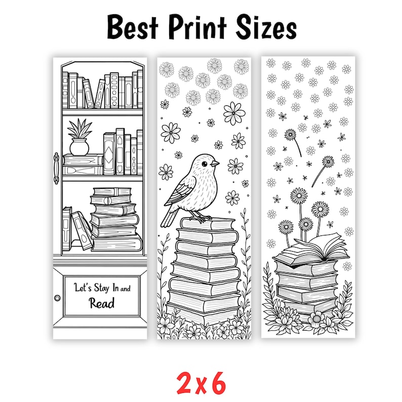 Reading Coloring Bookmarks Printable, Library Lovers Month Activity for ...