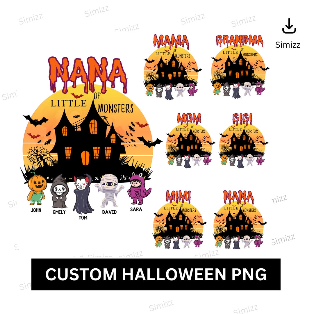 Personalized Halloween PNG Bundle, Mimi of Monster Png, Mom of Little ...