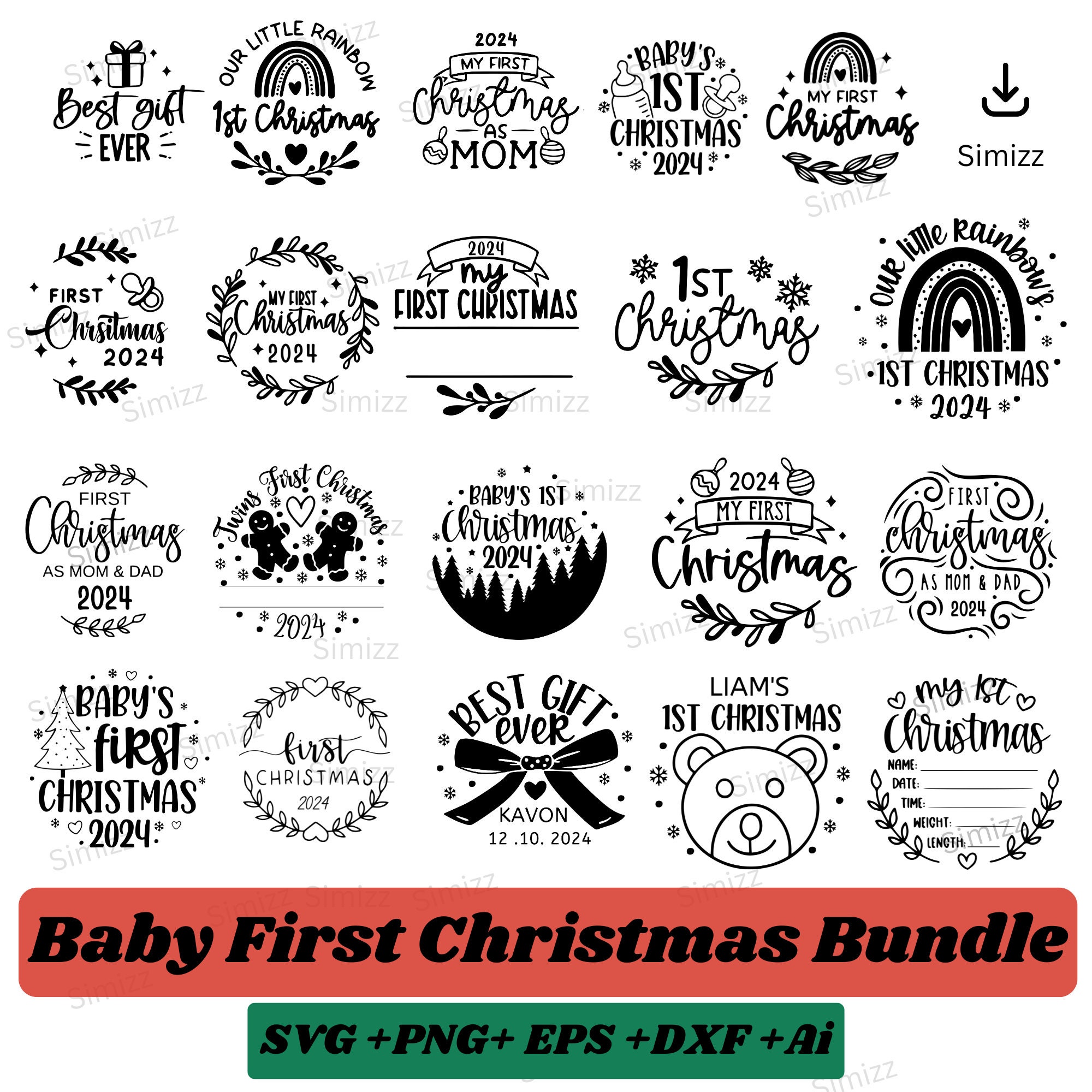 Baby’s First Christmas Svg Bundle, My First Christmas Svg, Ornament Svg ...