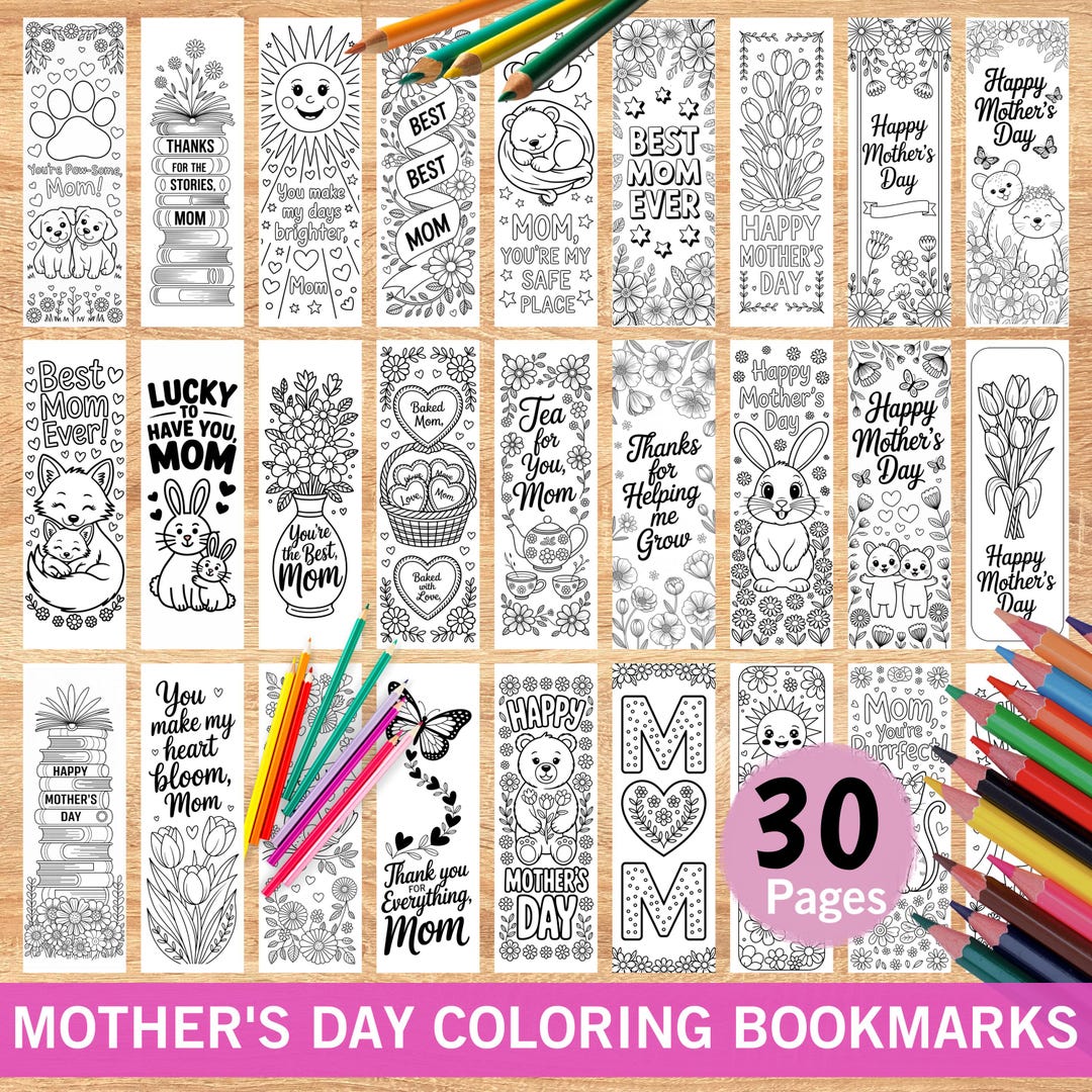 Mother’s Day Coloring Bookmarks Printable, Kids Mother’s Day Activity ...
