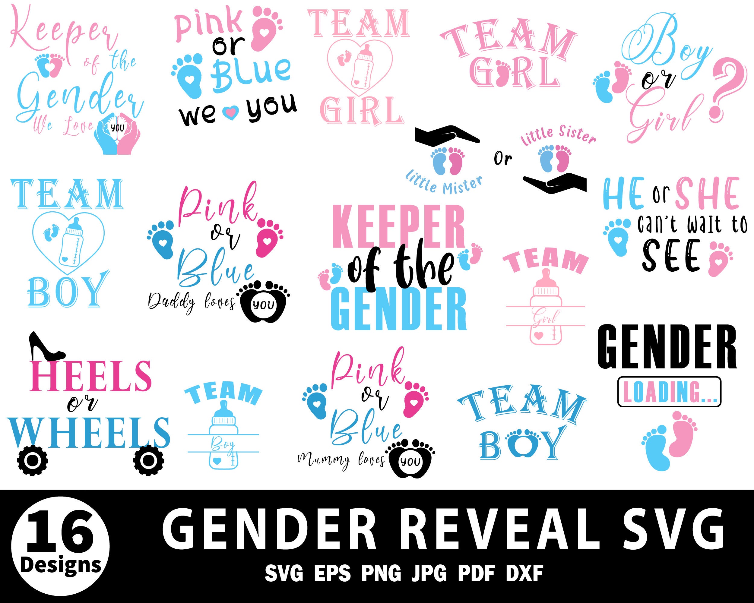 Gender Reveal Svg Bundle, Baby Announcement Svg, Boy or Girl Svg ...