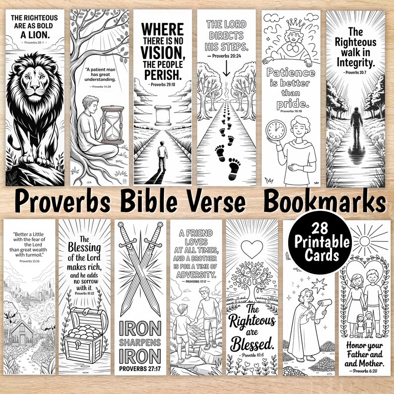 Proverbs Bible Verse Coloring Bookmarks, Christian Devotional ...