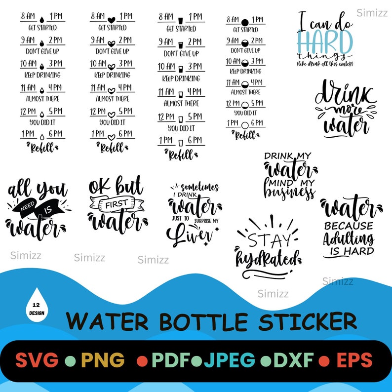 Water Tracker Svg, Water Bottle Svg, Drink Your Water Svg, Water Bottle ...