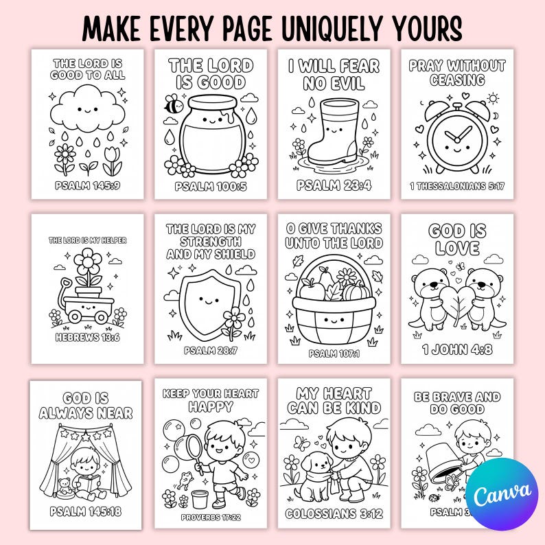 40 Bible Verse Coloring Pages for Kids, Christian Coloring Book ...