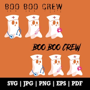 Boo Boo Crew Svg, Png, Ghost Nurse Svg, Funny Nurse Svg, Cute Ghost ...