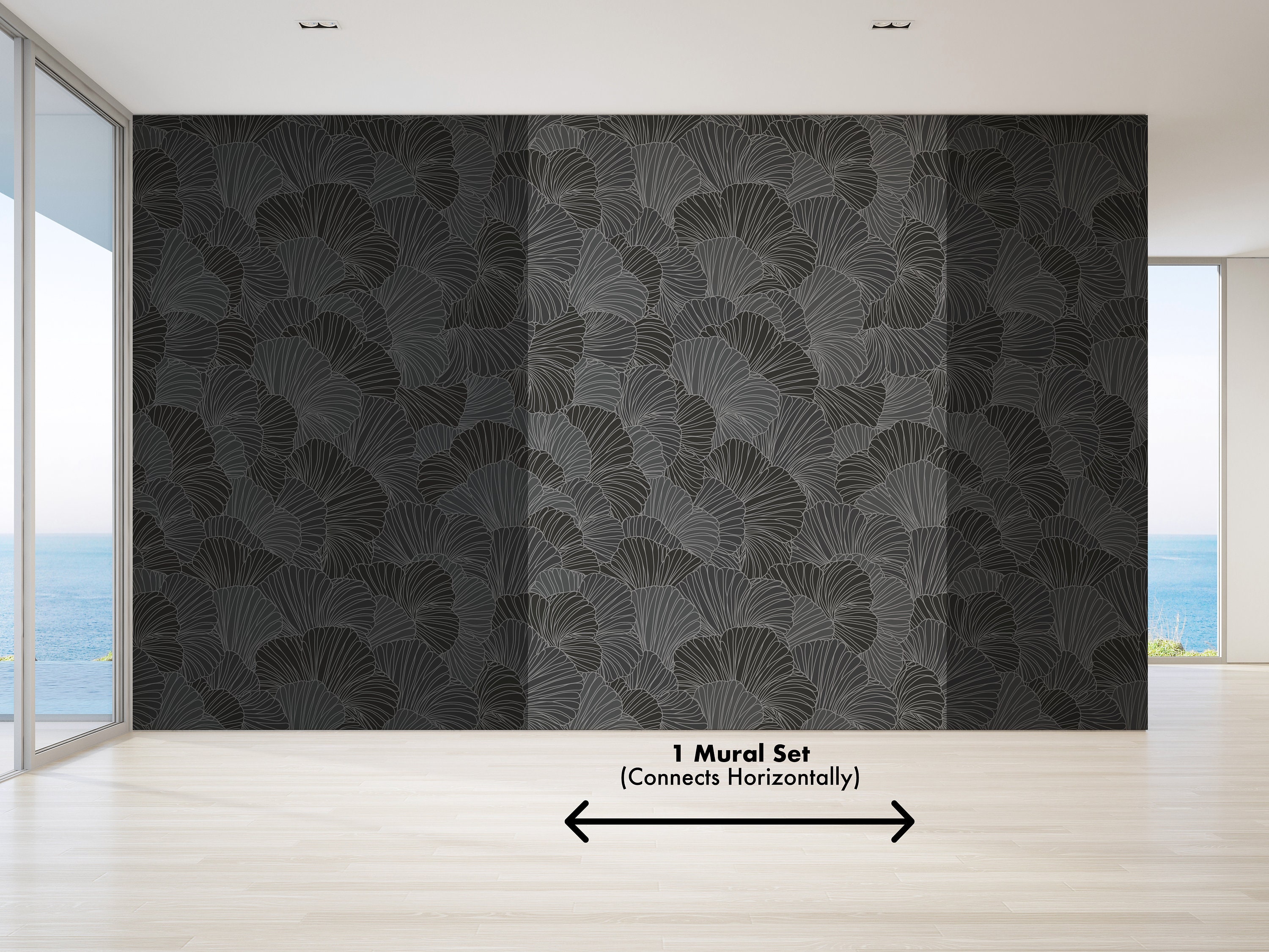 Petals Wallpaper Mural Charcoal Grey High Quality - Etsy