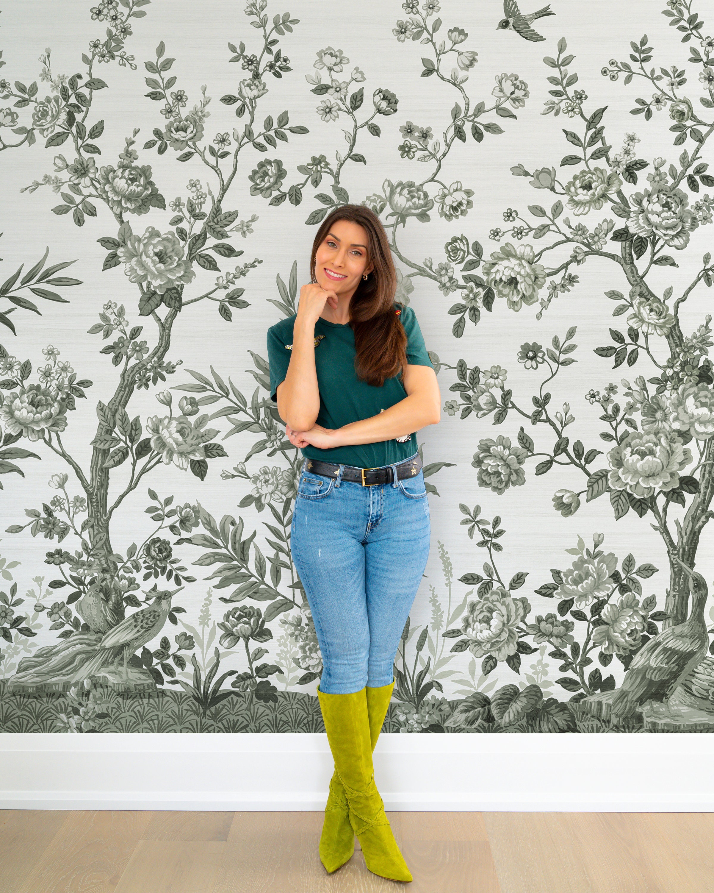 Chinoiserie Wallpaper Mural Sage Green High Quality Wallpaper Mural Chinoiserie Wallpaper, Tree ...