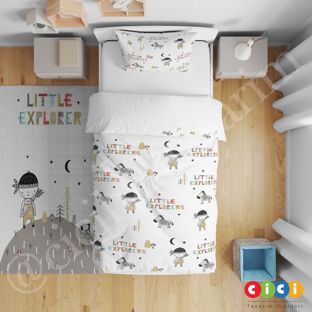 Little Explorer Linens Set, Baby Boy and Girl Kids Room Bedding Set ...