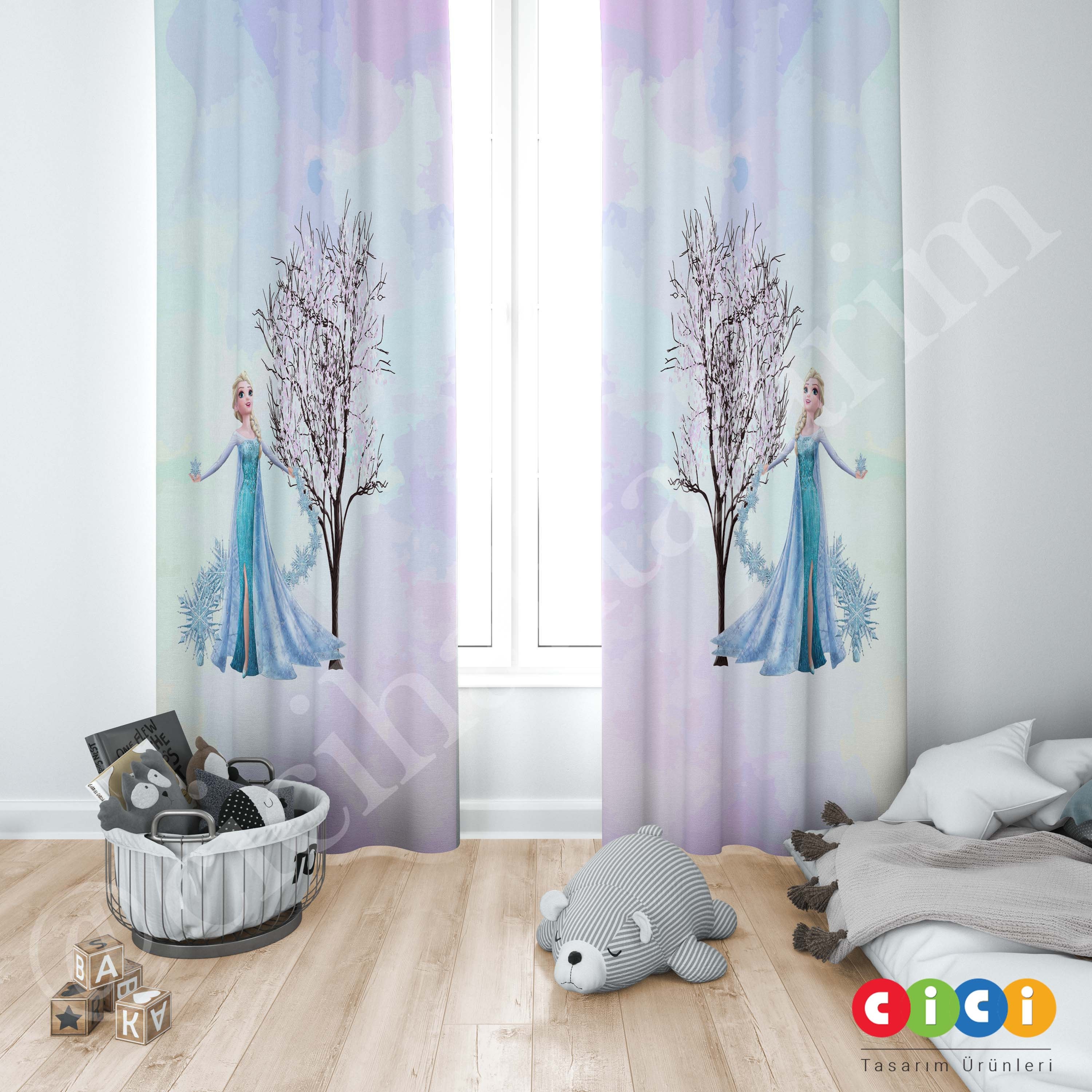 Elsa Frozen Curtain, Baby Girl Kids Room Curtain, Nursery Room Curtains ...