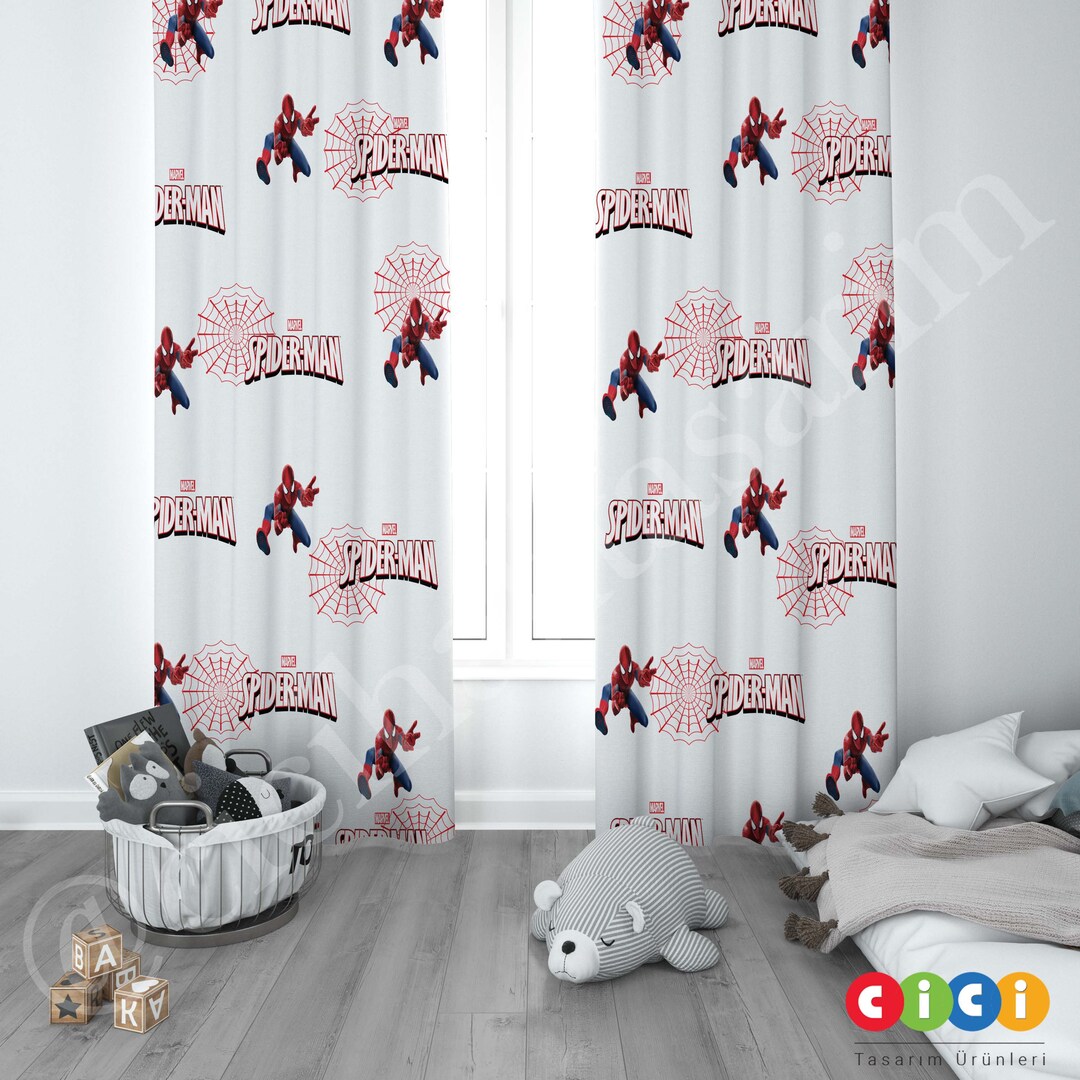 Spiderman Curtain, Baby Boy and Girl Kids Room Curtain, Nursery Room ...