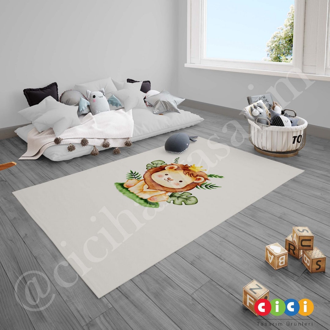 Lion Rug, Animals Rug, Baby Boy and Girl Kids Room Rug, Nursery Room ...